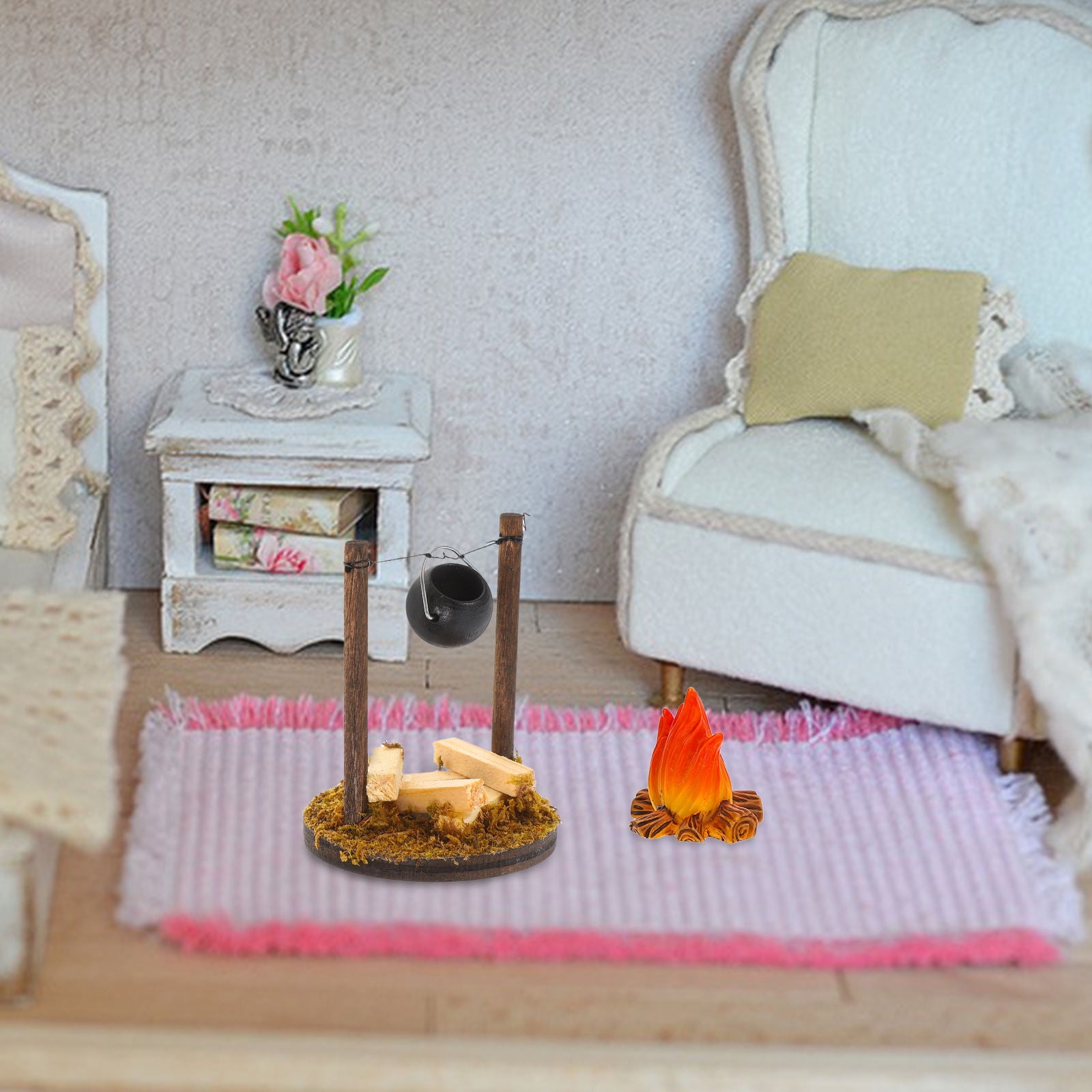 FRCOLOR 2 Pcs Miniature Campfire Dollhouse Fire Ornament Mini Stove ...