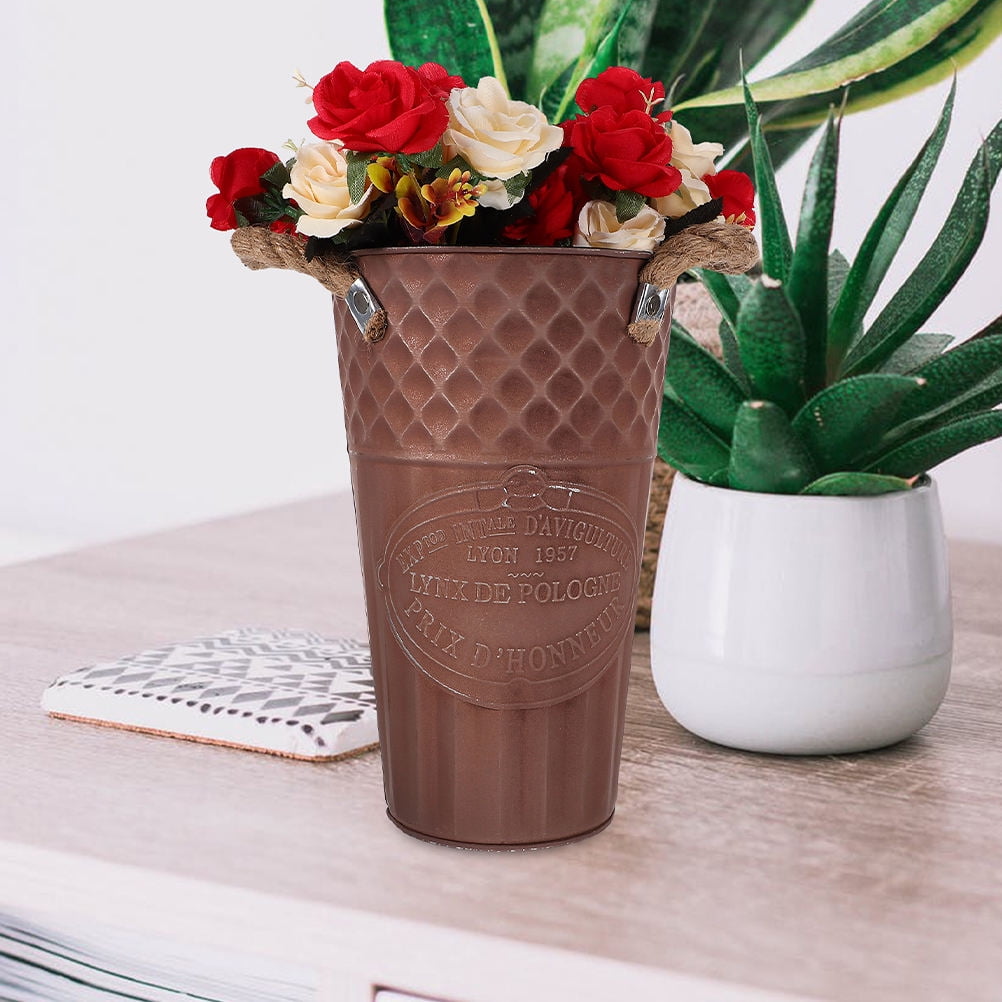 FRCOLOR 2 Pcs Planter Pots for Indoor Plants Retro Flower Bucket Office ...