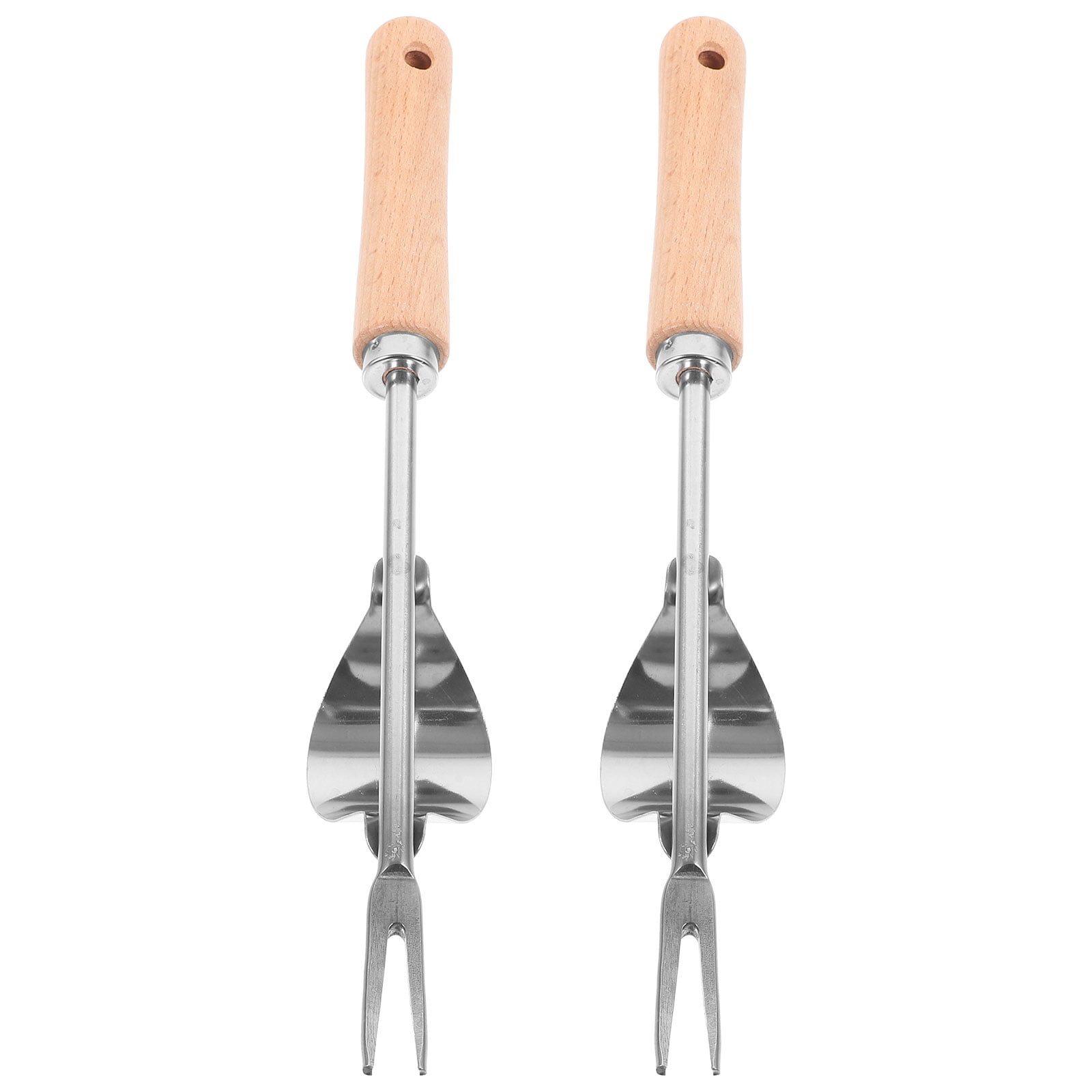 FRCOLOR 2 Pcs Stainless Steel Weeder Grass Fork Rake Manual Gardening ...