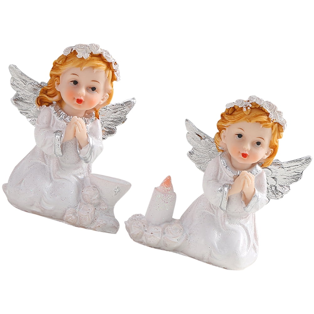 KAKOWELY Resin Angels Figurine White Household Desktop Decorations 2Set ...