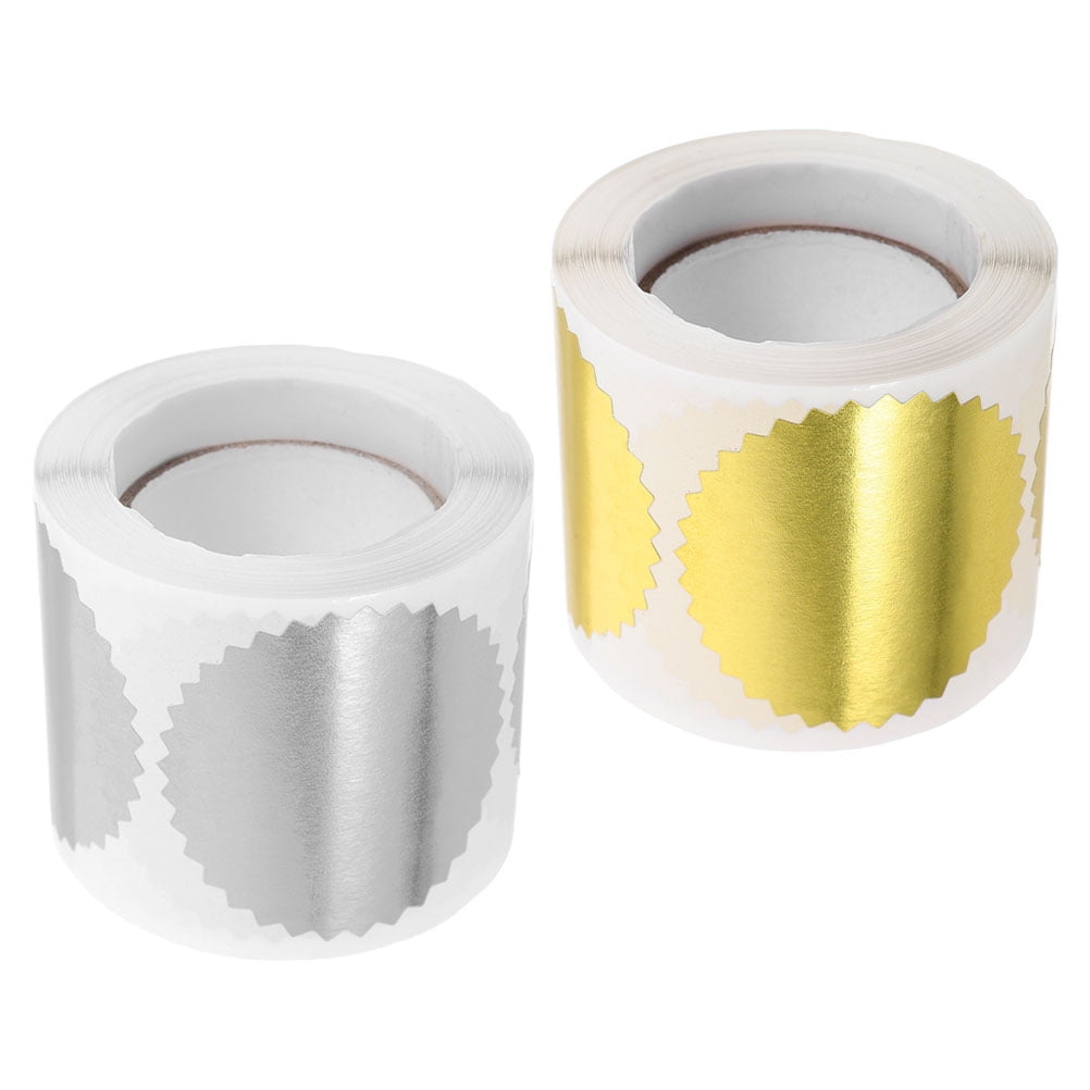 FRCOLOR 2 Rolls Gold Embossed Stickers For Envelopes Notary Seal Silver ...