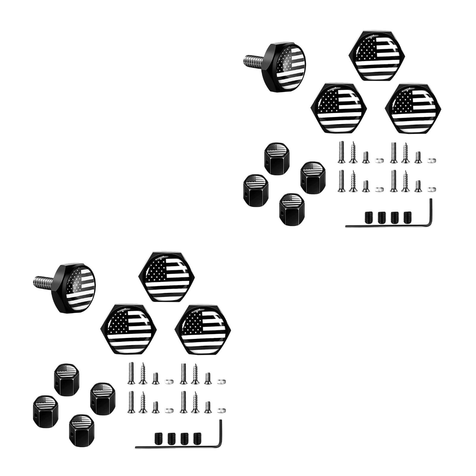 FRCOLOR 2 Sets American Flag Stainless Steel Automotive License Plate ...