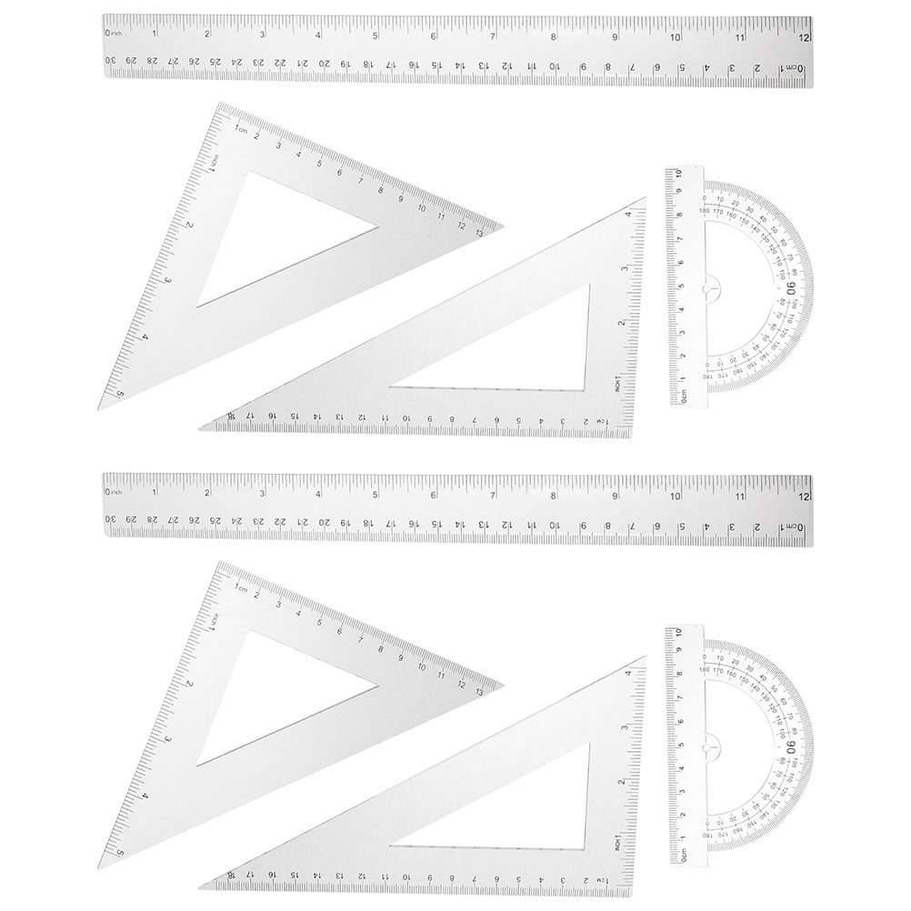 FRCOLOR 2 Sets Clear Ruler Clear Protractor Professional Triangle Ruler Ruler Set For Drawing ...