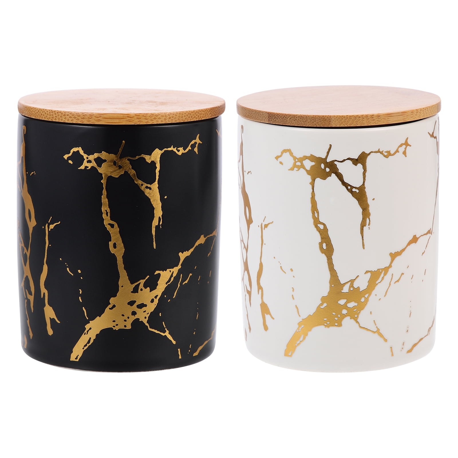 FRCOLOR 2 Sets Marble Pattern Ceramic Pot Airtight Food Containers for ...