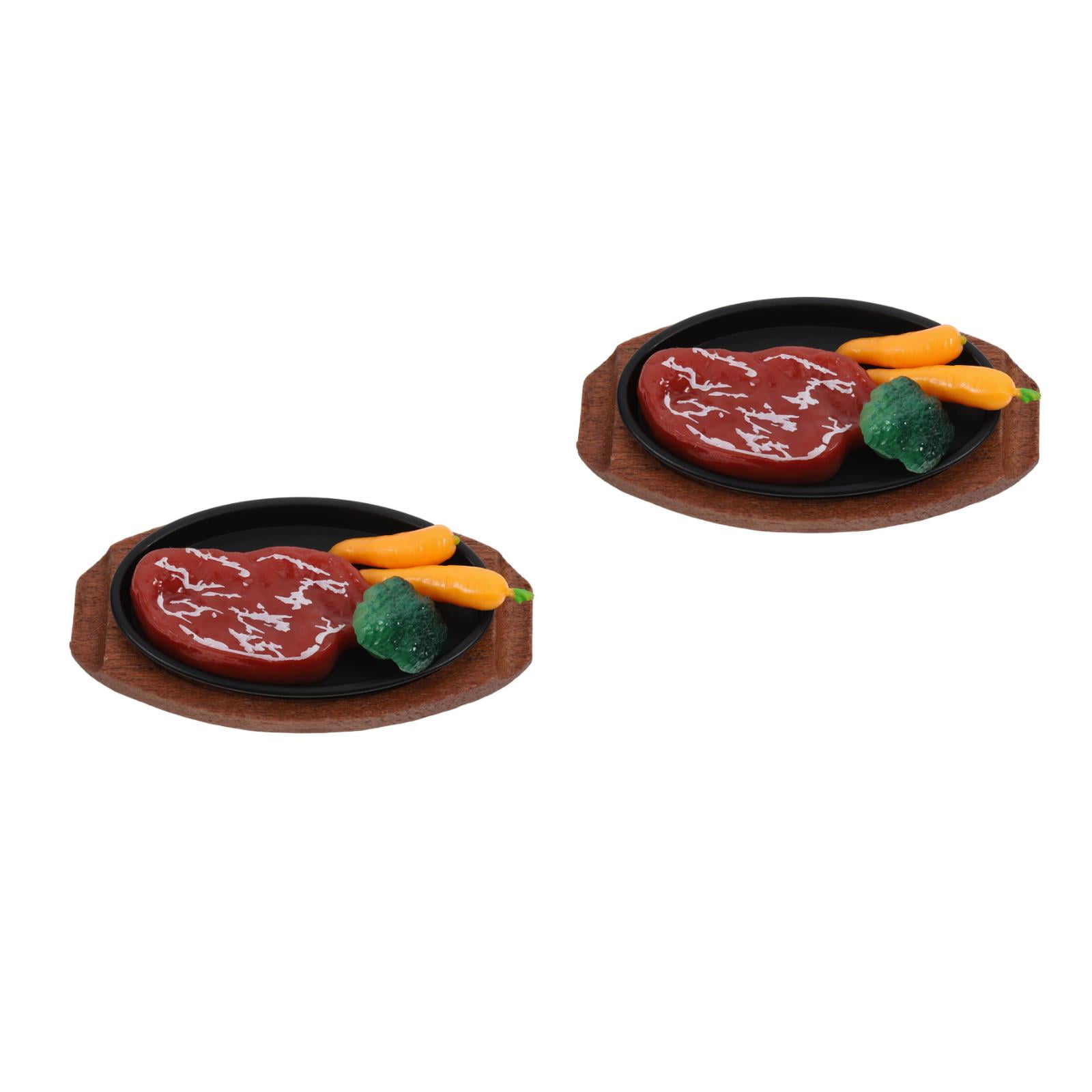 FRCOLOR 2 Sets Of Miniature Dollhouse Food Realistic Fake Steak Model ...