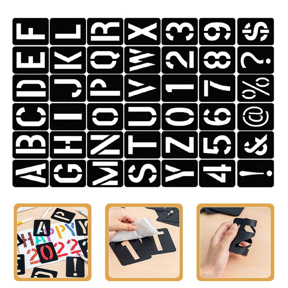FRCOLOR 2 Sets Reusable Plastic Letter Stencils Symbol Stencils Numbers ...