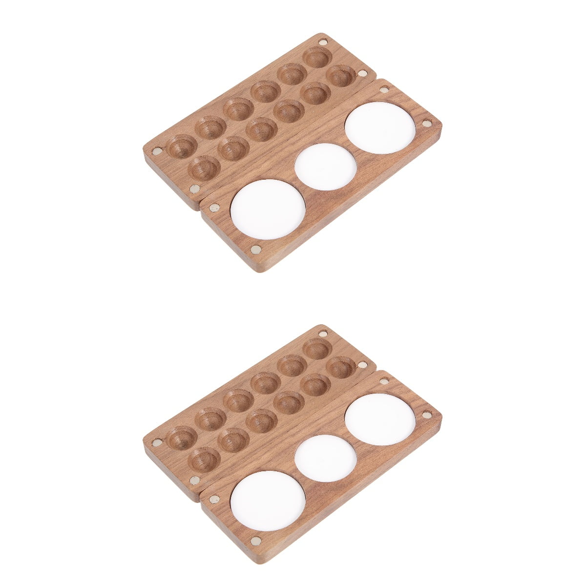 FRCOLOR 2 Sets Wooden Paint Palettes Wood Watercolor Palettes 12-color ...