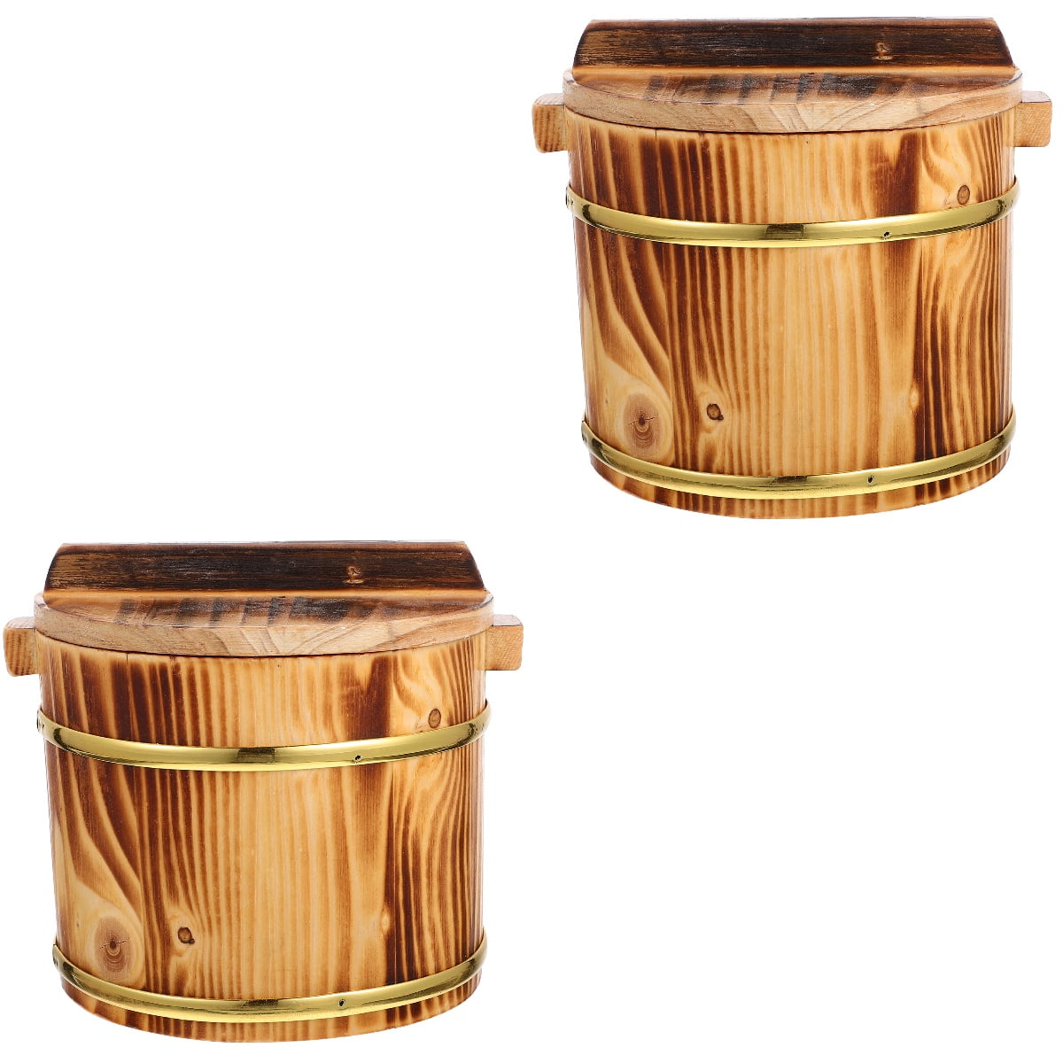 FRCOLOR 2 Sets Wooden Rice Bucket Sushi Rice Bucket Lidded Rice Barrel ...