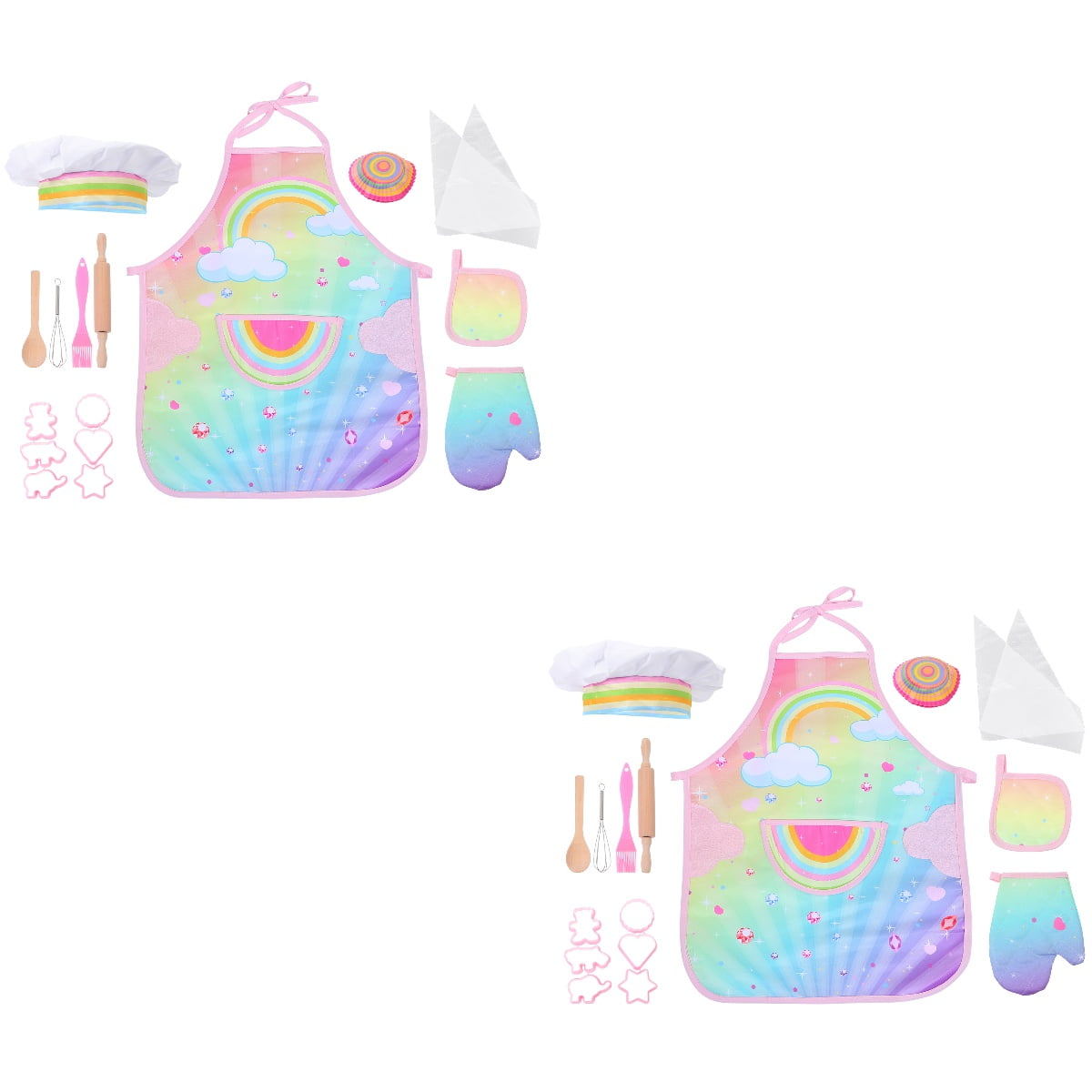 FRCOLOR 2 Sets of Kids Baking and Cooking Set Children Chef Role Play ...