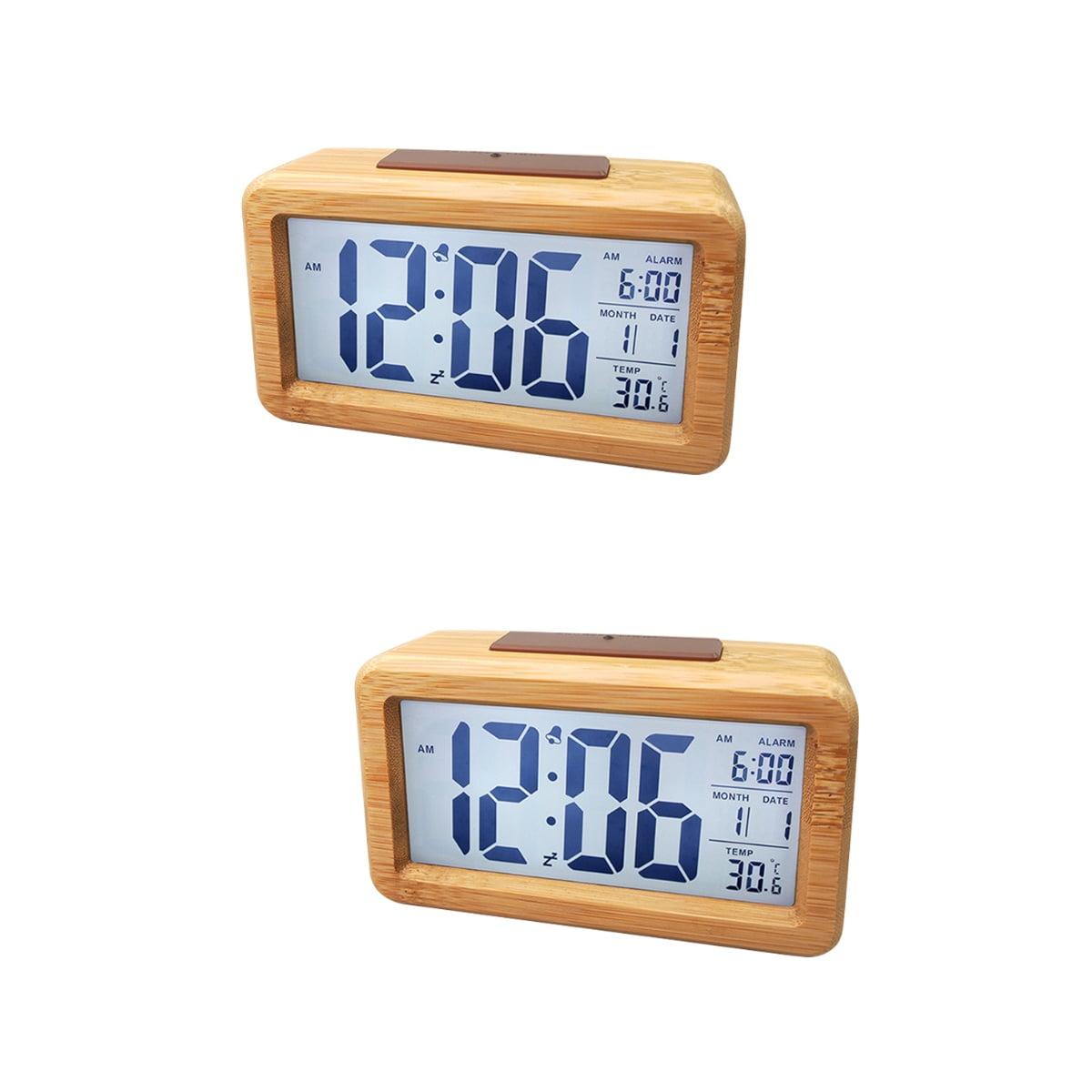 FRCOLOR 2 pcs LED Desktop Wooden Digital Alarm Clock Smart Light Sensor ...