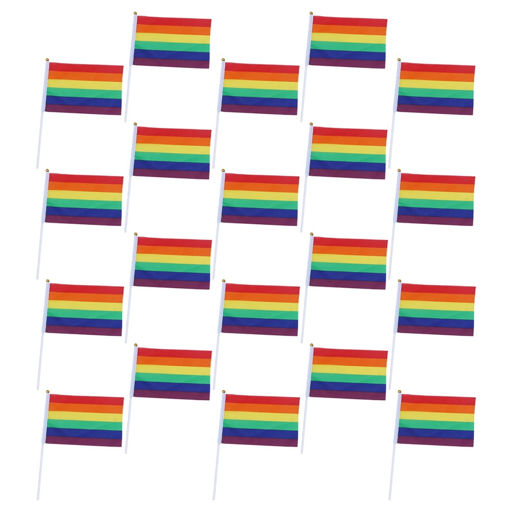 FRCOLOR 20 Assorted Color Handheld Rainbow Flags for Lightweight ...