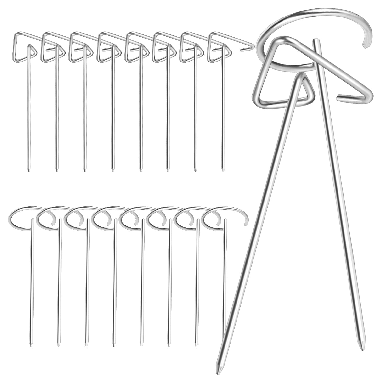 FRCOLOR 20 Pcs Kebab Skewers Grill Chicken Wing Grilling Rail Silver ...