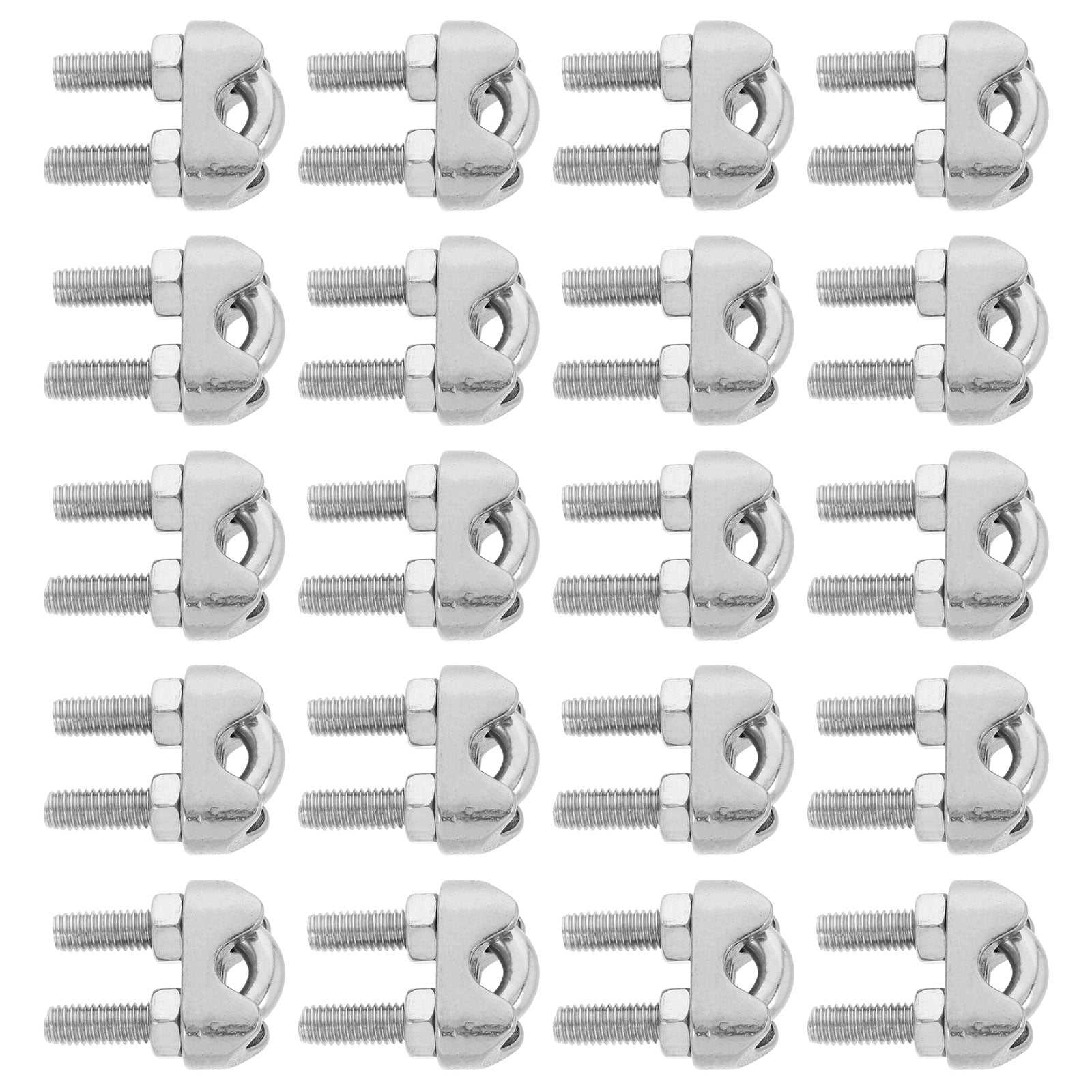 FRCOLOR 20 Pcs Stainless Steel Wire Rope Clamp U-Shaped Cable Clamps ...