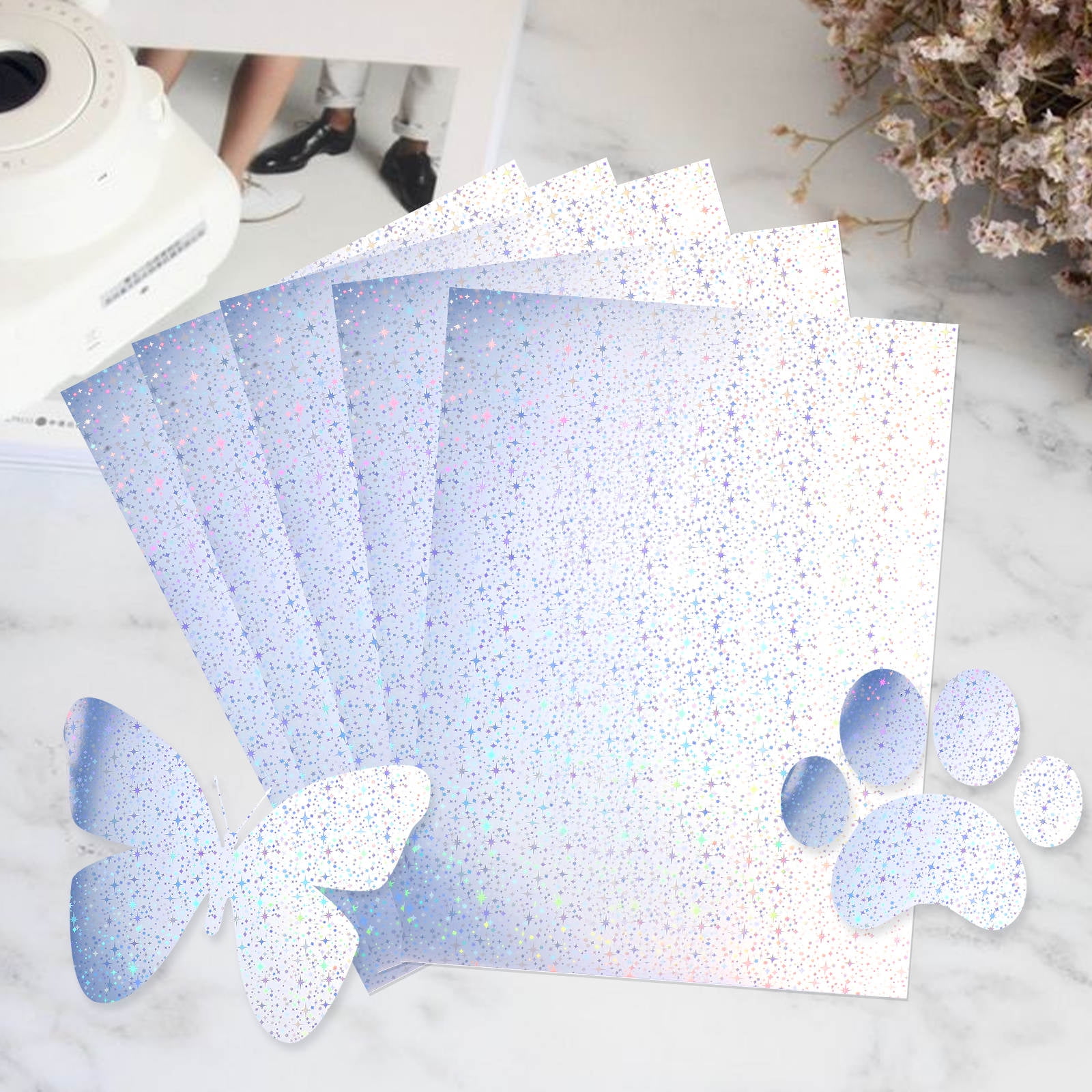 FRCOLOR 20 Sheets Sticker Iridescent Stickers Paper Holographic ...