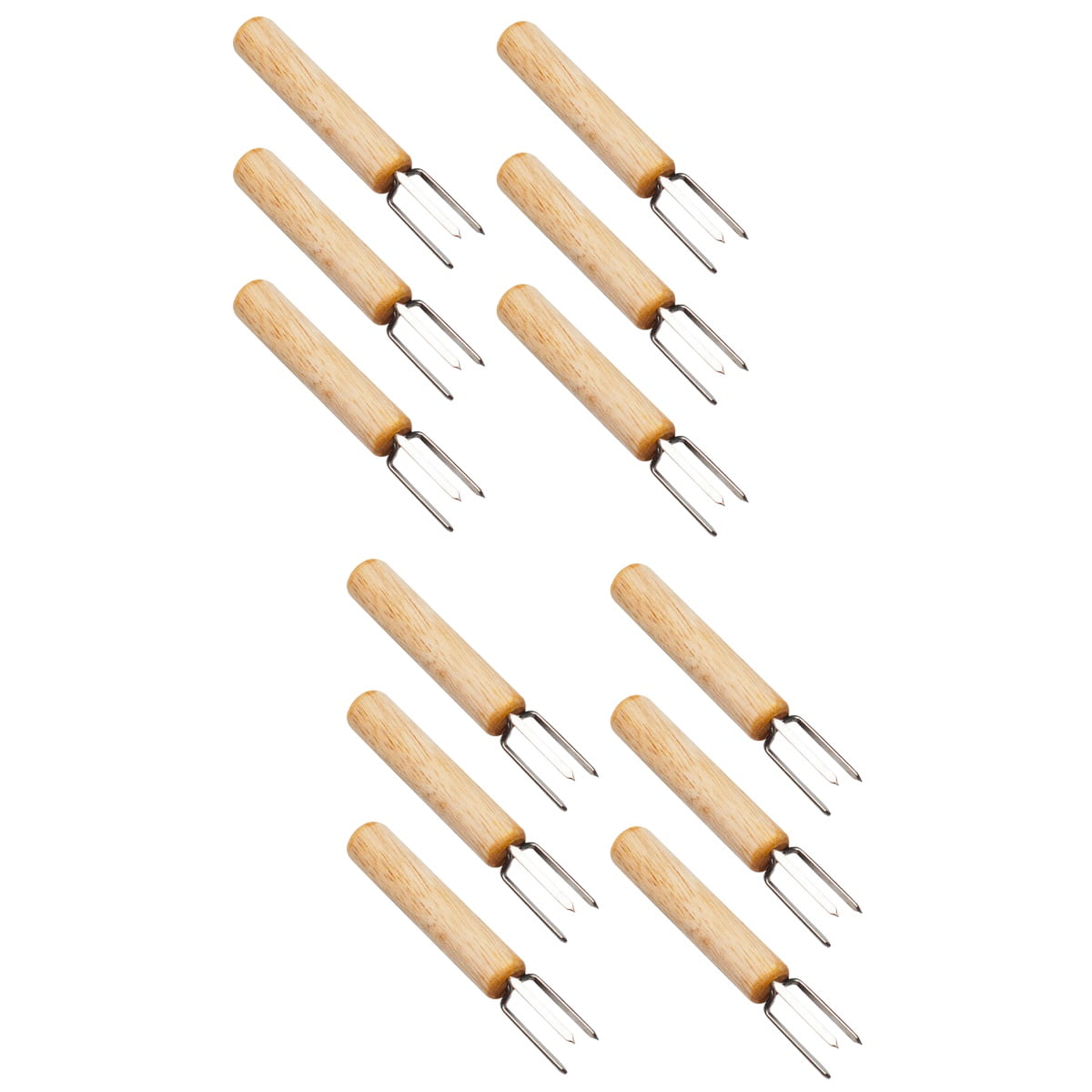 FRCOLOR 20 pcs 304 Stainless Steel Wooden Handle Barbecue Fork Corn ...