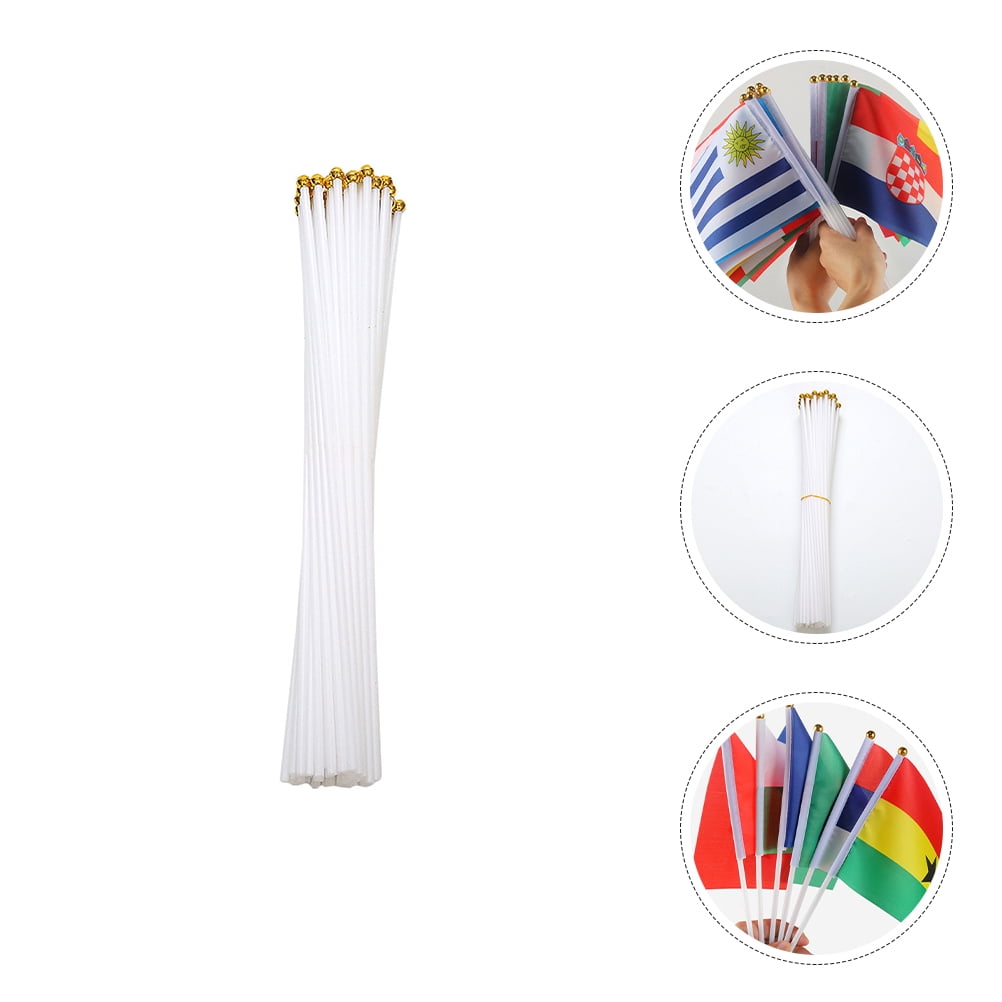 FRCOLOR 200Pcs Handheld Flag Pole Plastic Flag Sticks Durable and ...