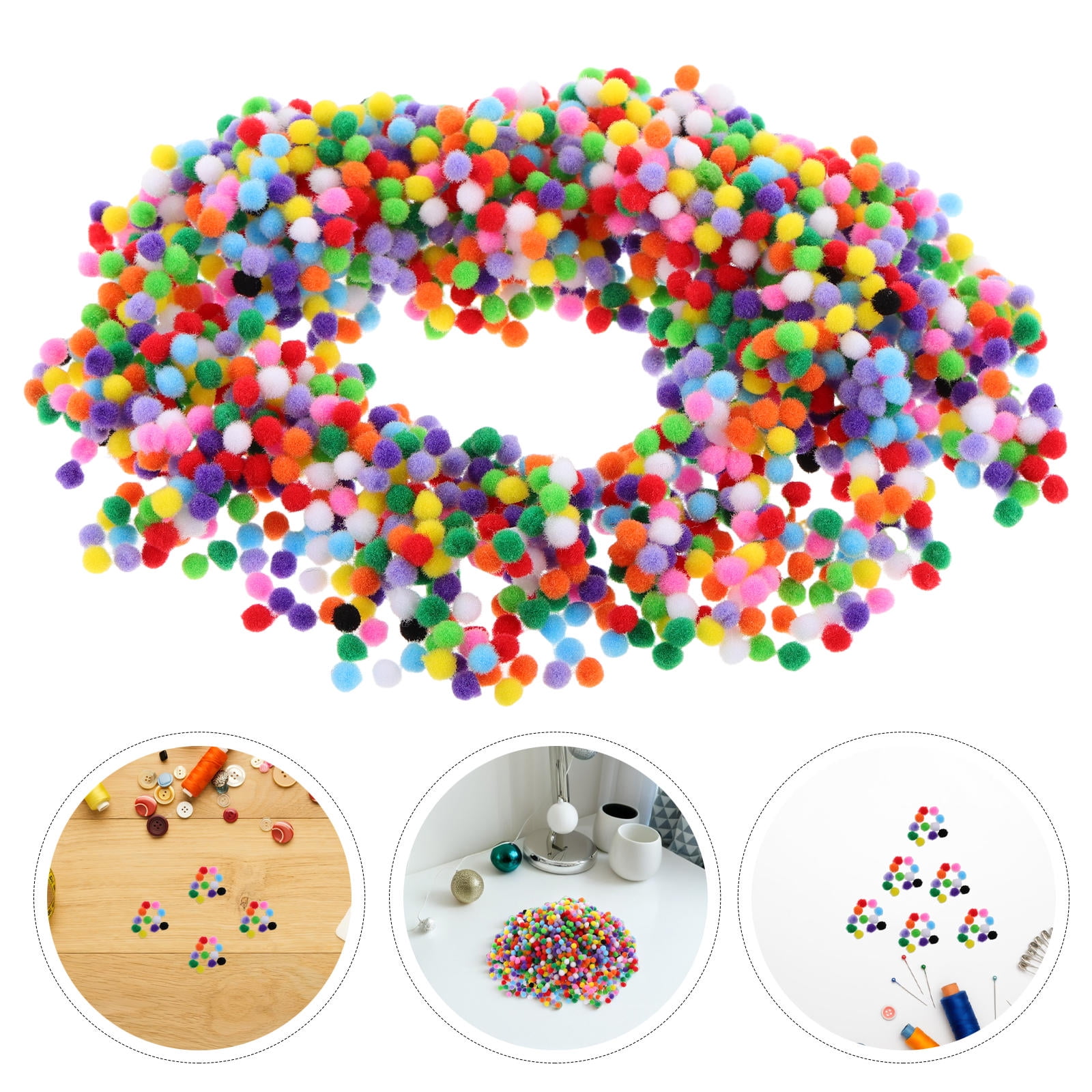 FRCOLOR 2000pcs 5mm Multicolor Furry Pom Poms For Arts And Crafts Soft ...