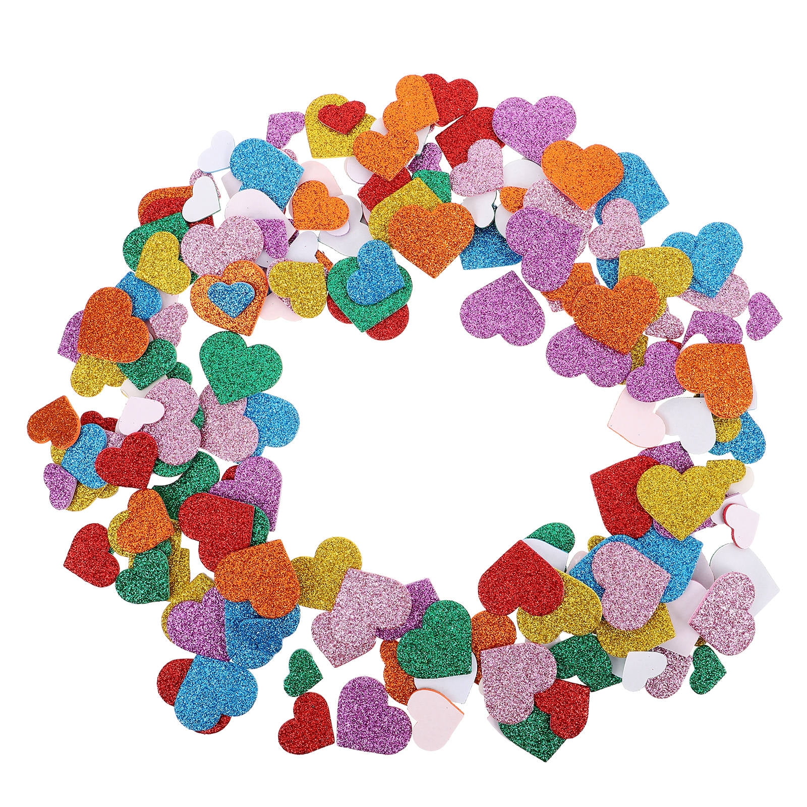 FRCOLOR 200pcs Valentine's Day Heart Shaped Foam Stickers Glitter Heart ...