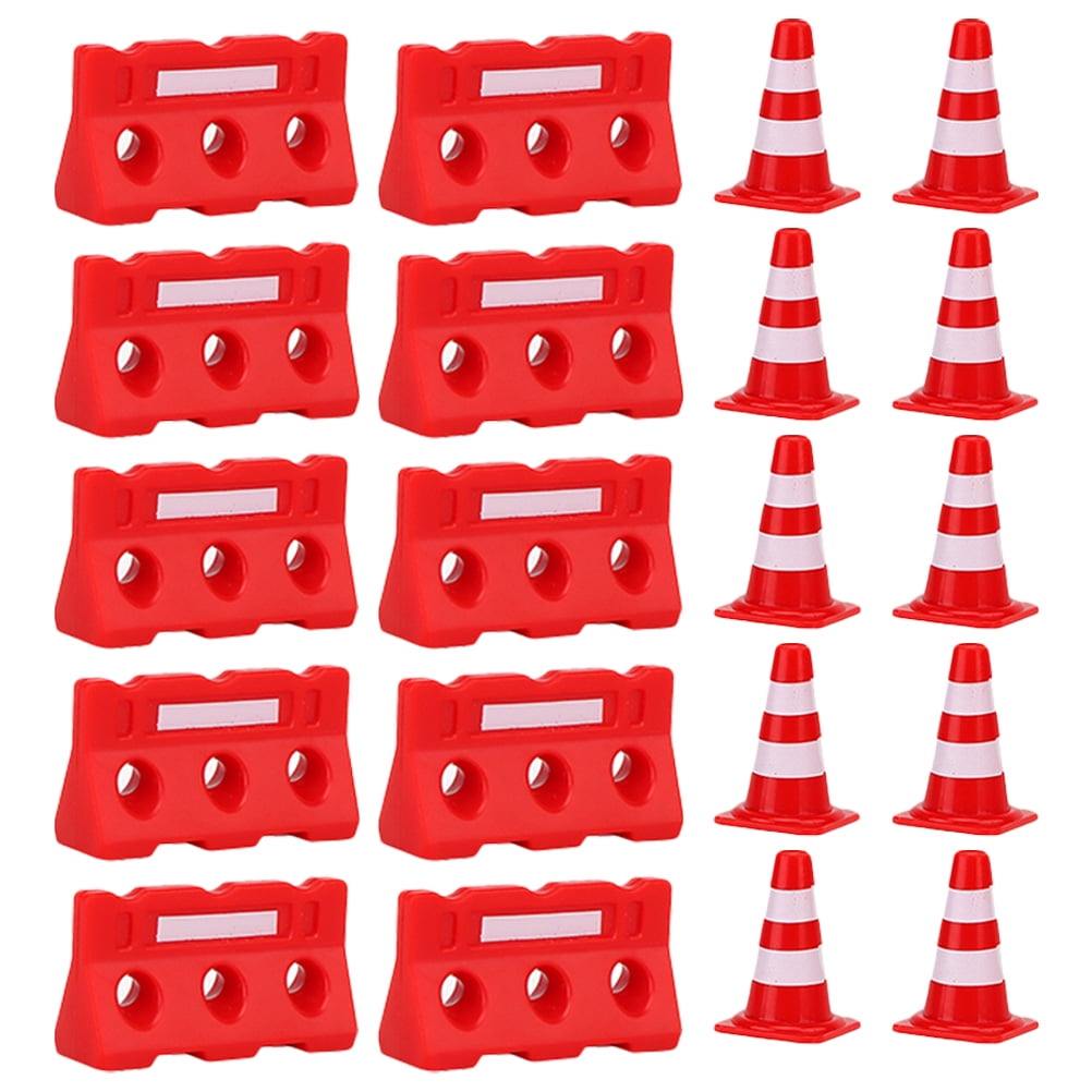 FRCOLOR 20pcs Mini Traffic Cones Fences Traffic Road Signs Playset ...