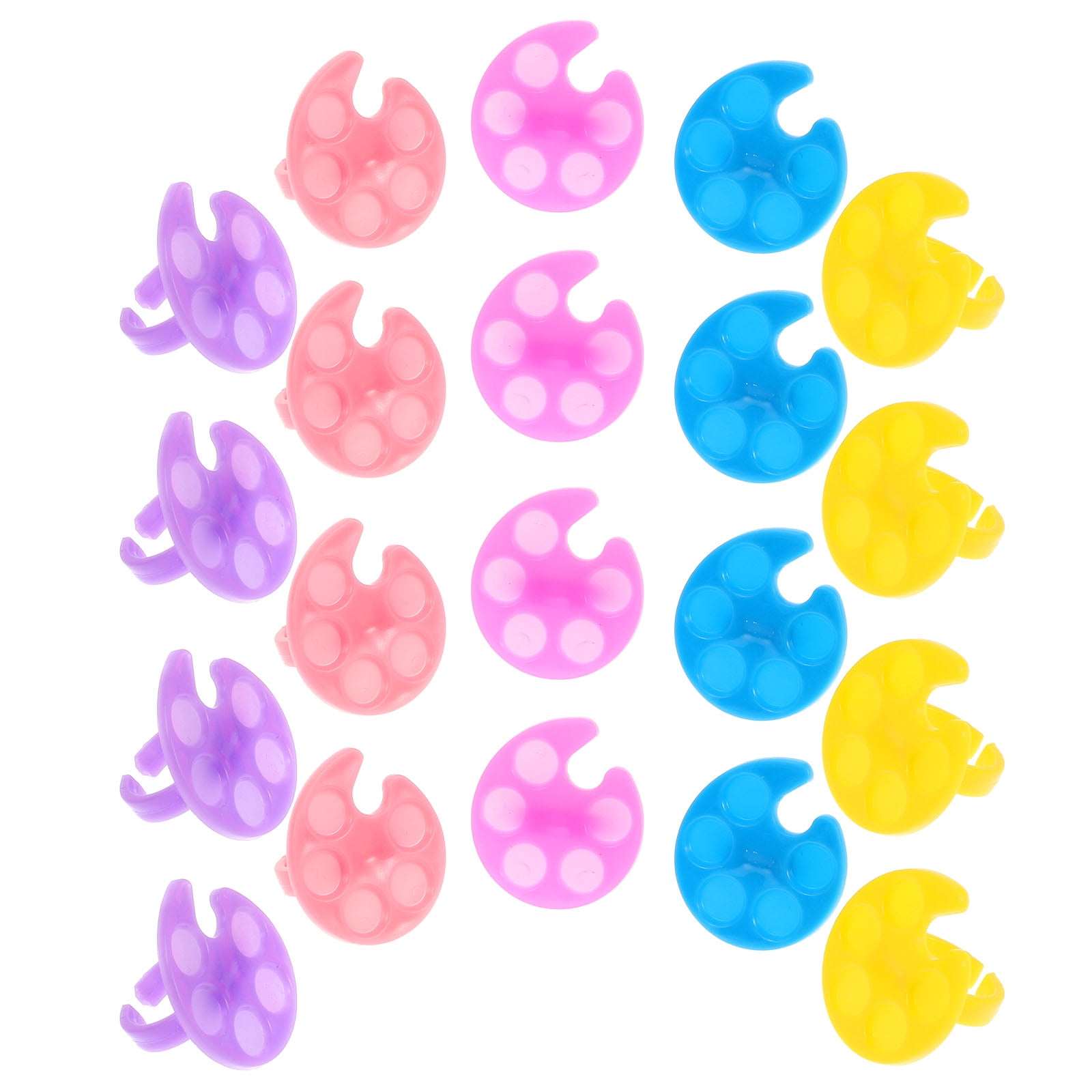 FRCOLOR 20pcs Nail Art Palette Finger Rings Mini Polish Holder Drawing ...