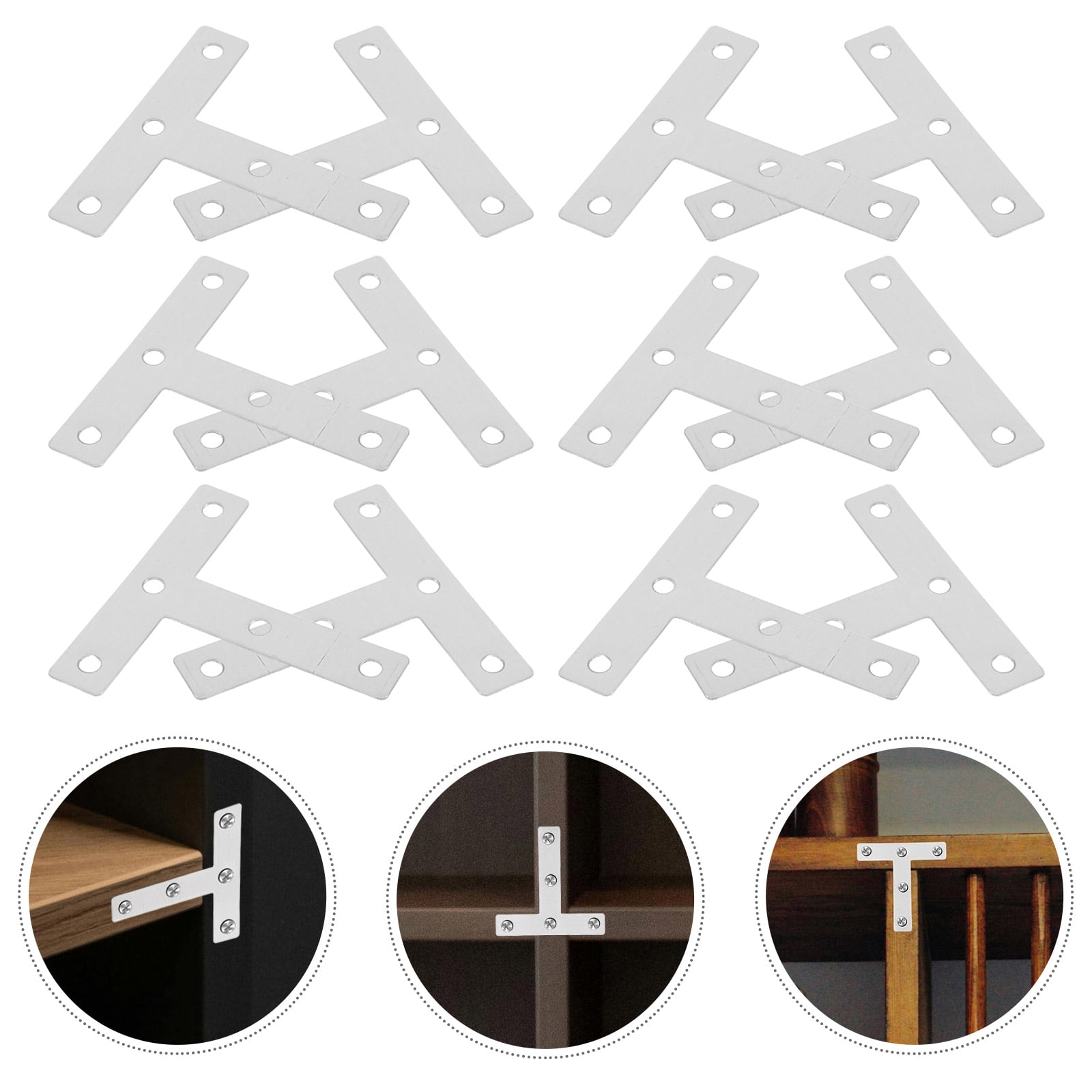 FRCOLOR 20pcs T Shaped Mending Plate Stainless Steel Corner Bracket ...