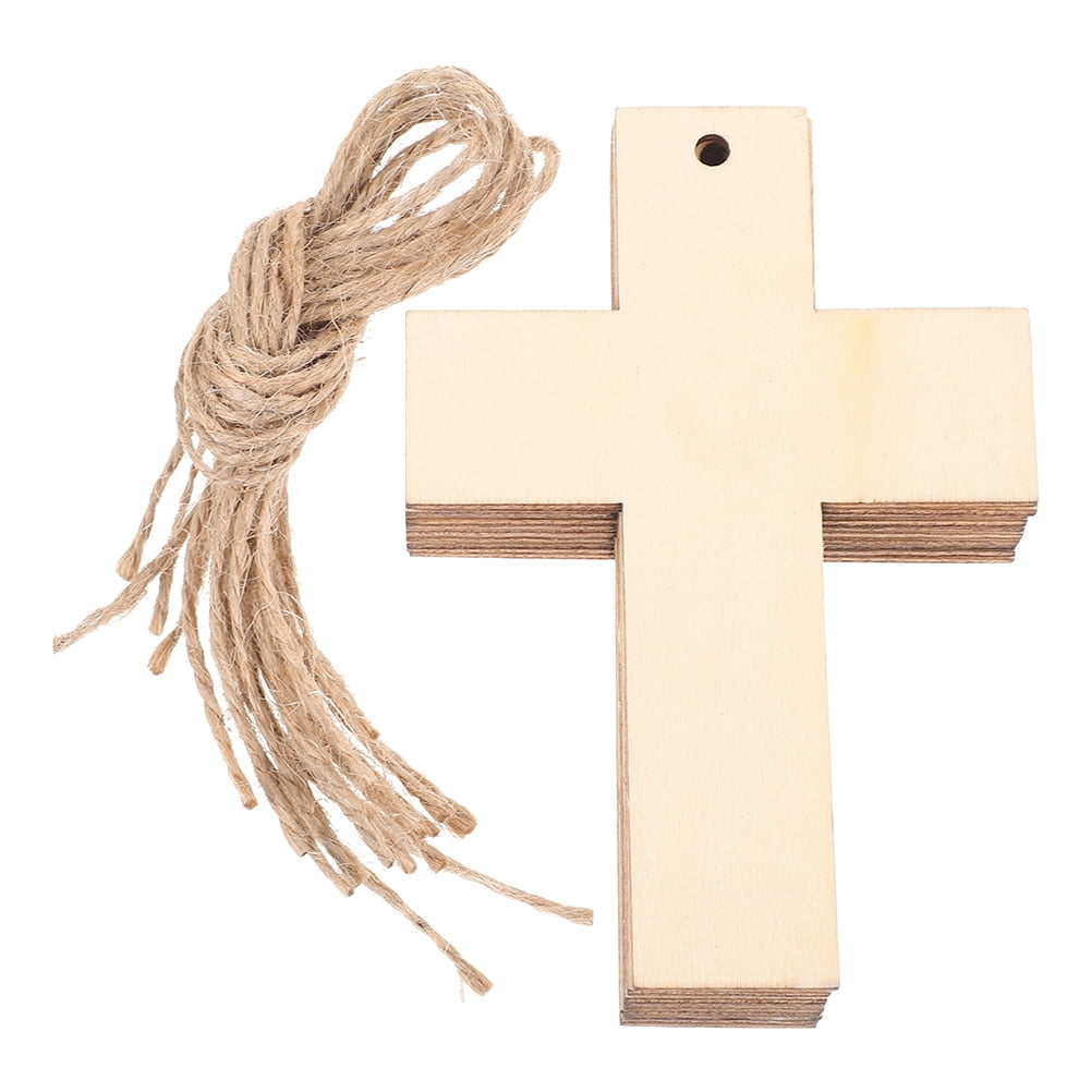 FRCOLOR Wooden Cross with Holes and Jute Rope for Decor and Versatile ...
