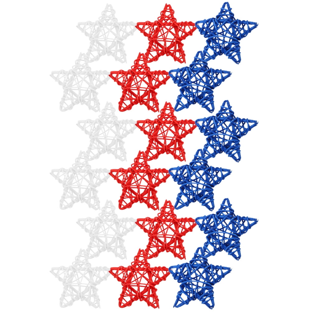 FRCOLOR 24pcs Rattan Stars Patriotic Wicker Rattan Stars Ornament ...