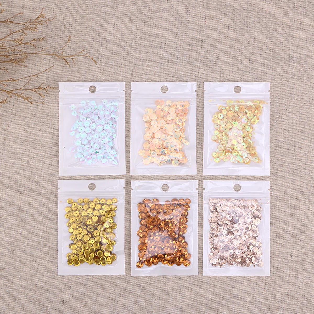 FRCOLOR 25 Packs Curved Round Hole Sequins Silver Bottom Bump Diy ...