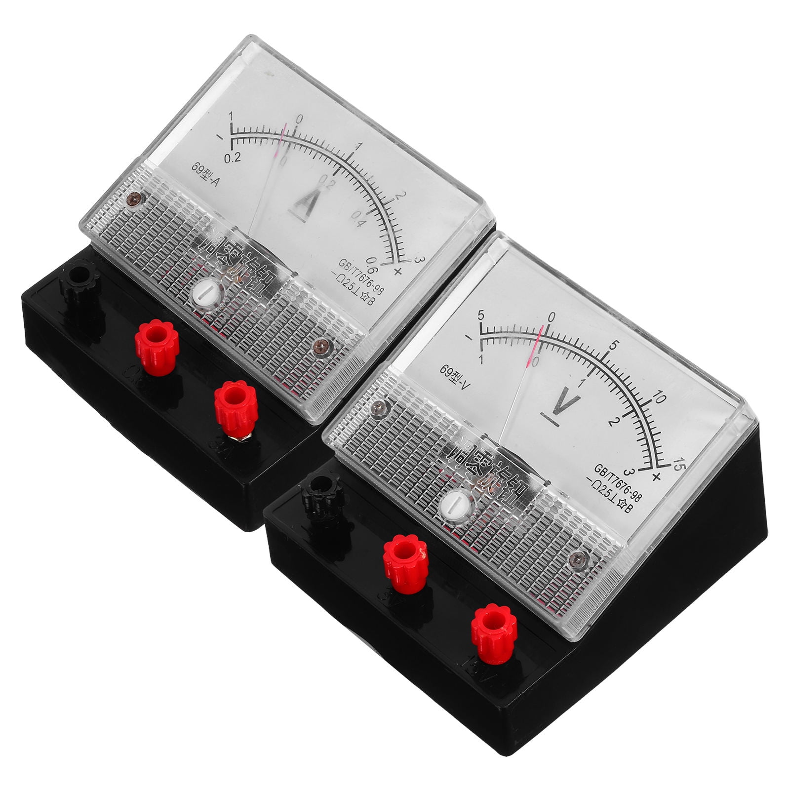 FRCOLOR 2PCS Analog DC Ammeter Voltmeter Set Physics Lab Electric Meter ...