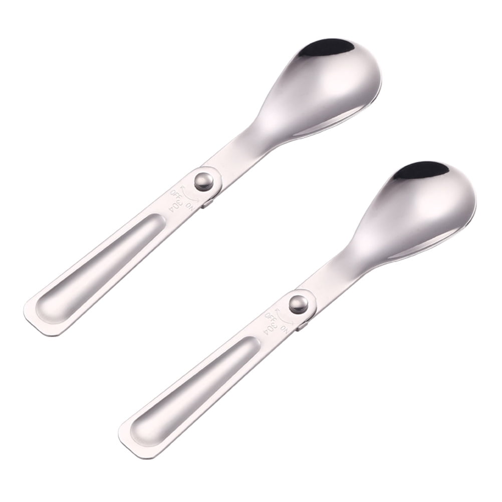 FRCOLOR 2PCS Multifunctional Stainless Steel Foldable Spoons Portable ...
