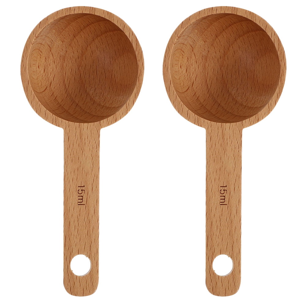 TAILTOSS Tablespoon Measure Spoon Wood Beige 2Pcs 4.3x1.9x0.8in ...