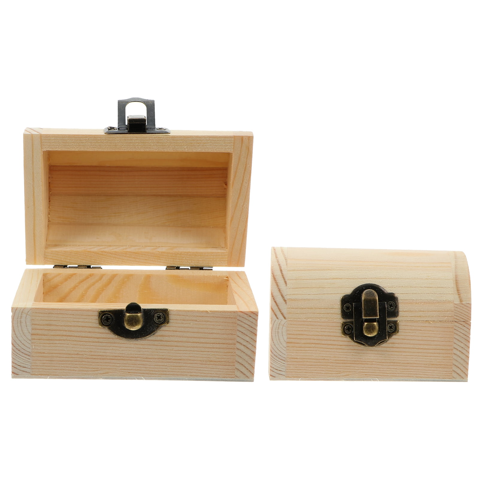 FRCOLOR 2Pcs Solid Wooden Arc Design Storage Boxes Gift Boxes Treasure ...