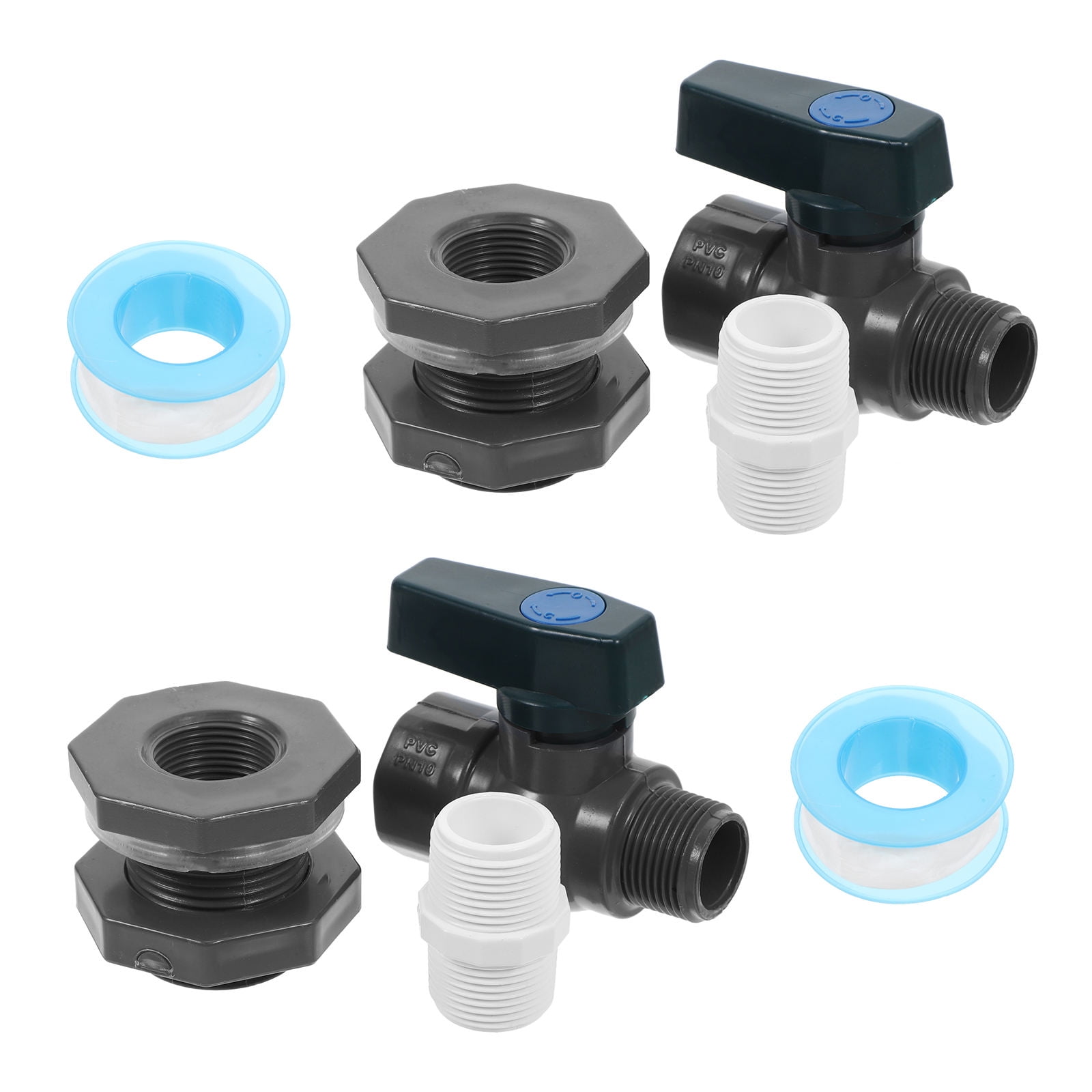 FRCOLOR 2Set Rain Barrel Spigot Kit 3/4 PVC Garden Diverter Kit with ...