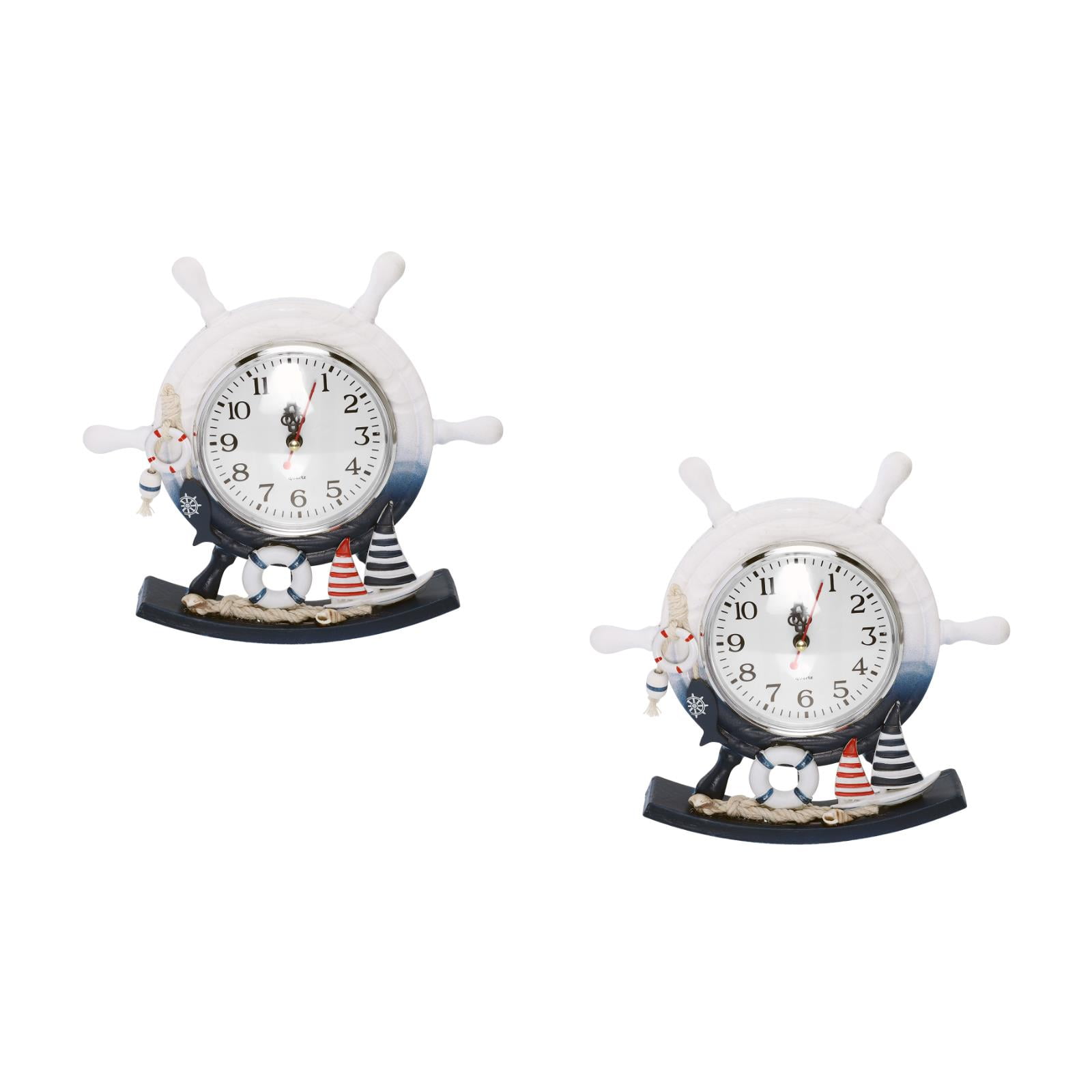 FRCOLOR 2pcs Anchor Wall Clock Nautical Ship Wheel Clock Decor Nautical ...