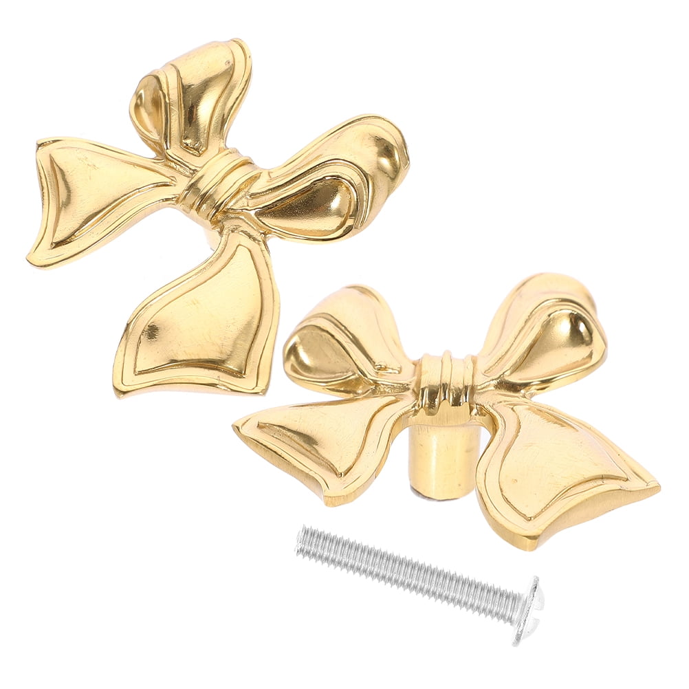 FRCOLOR 2pcs Cabinets Knobs Bow Shape Brass Drawer Pulls Bow Tie ...