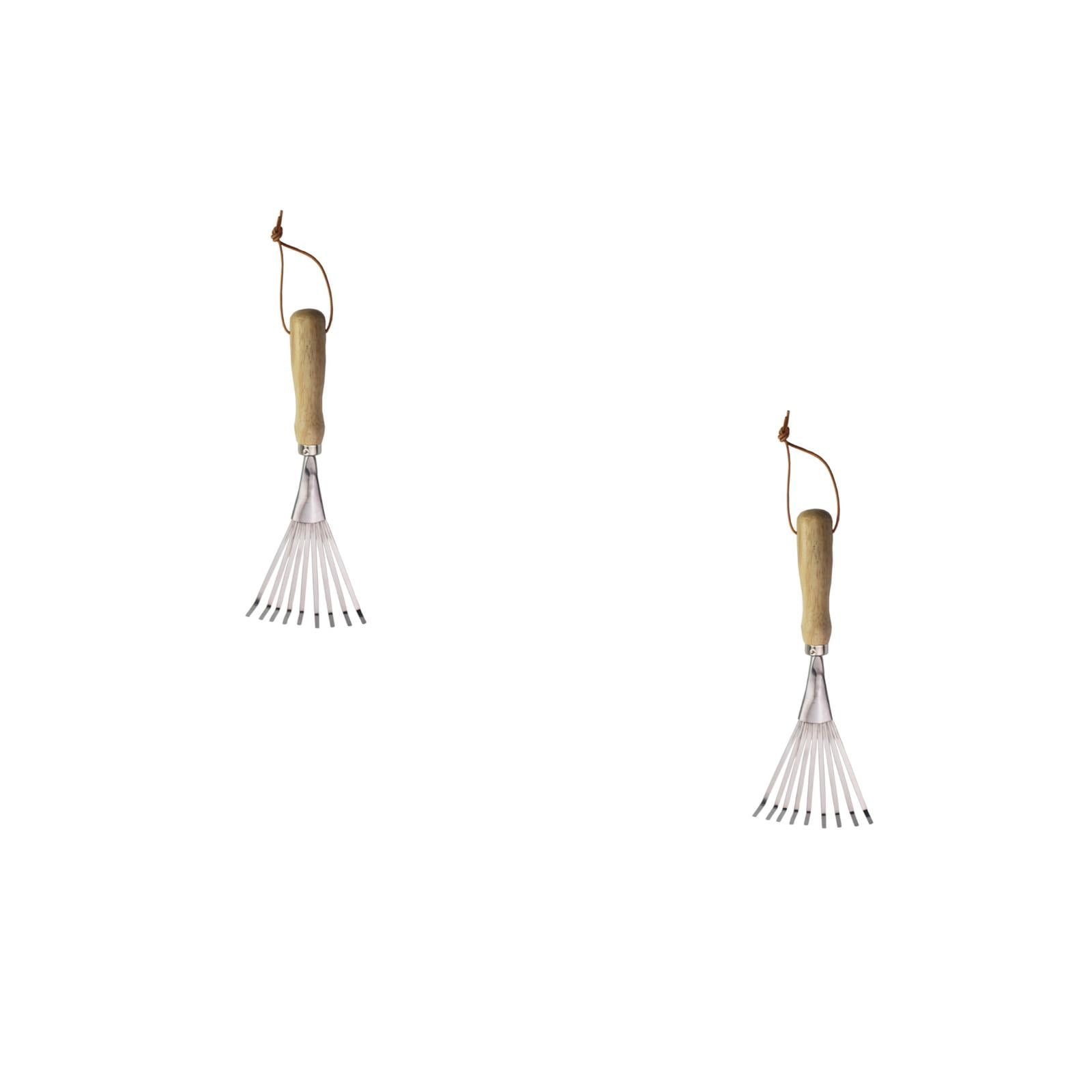 FRCOLOR 2pcs Gardening Hand Rake Stainless Steel Garden Leaf Rake Metal ...