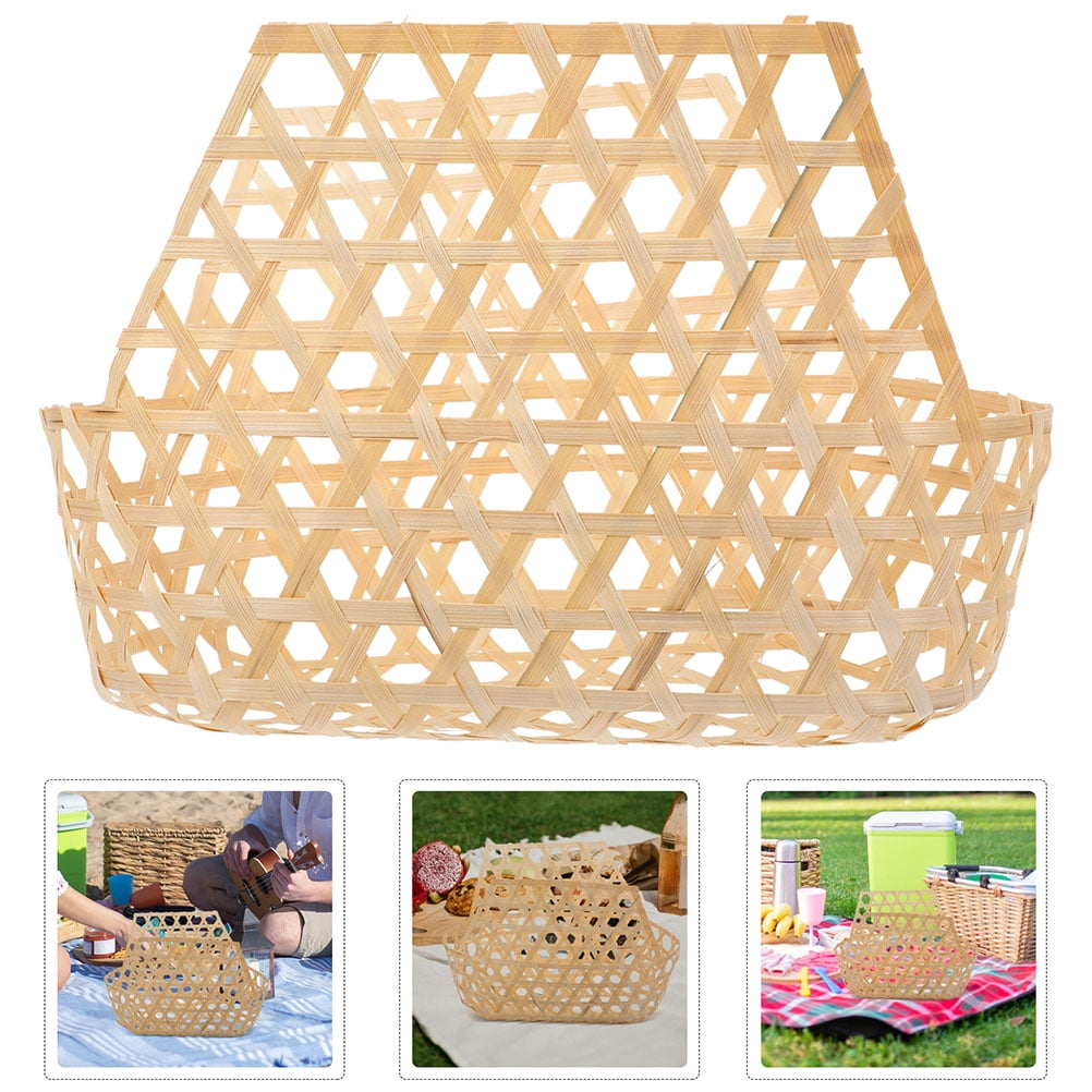 FRCOLOR 2pcs Handwoven Bamboo Picnic Baskets – Rattan Wicker Basket ...