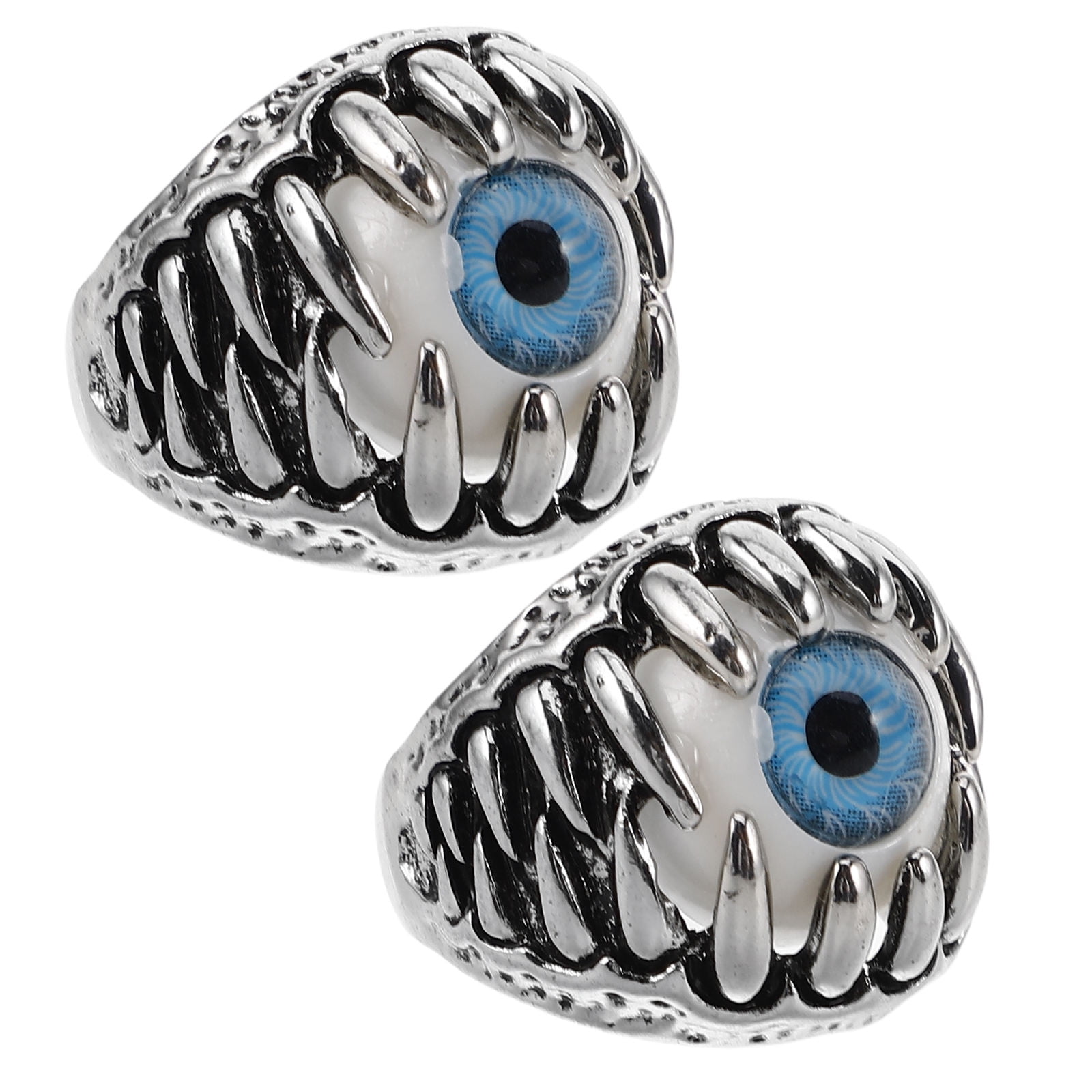 FRCOLOR 2pcs Men's Dragon Claw Evil Devil Skull Eyeball Ring Gothic ...