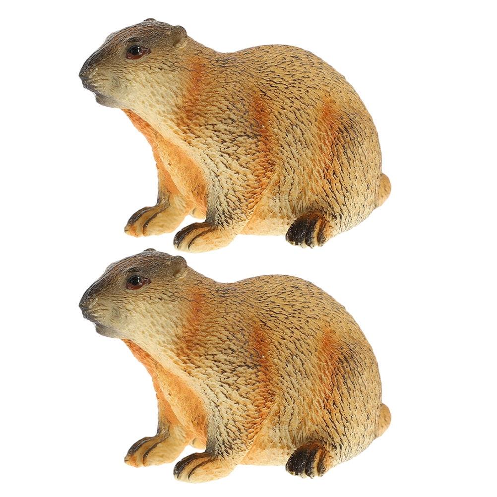 FRCOLOR 2pcs Plastic Groundhog Figure Decoration For Lawn Animal Decor ...