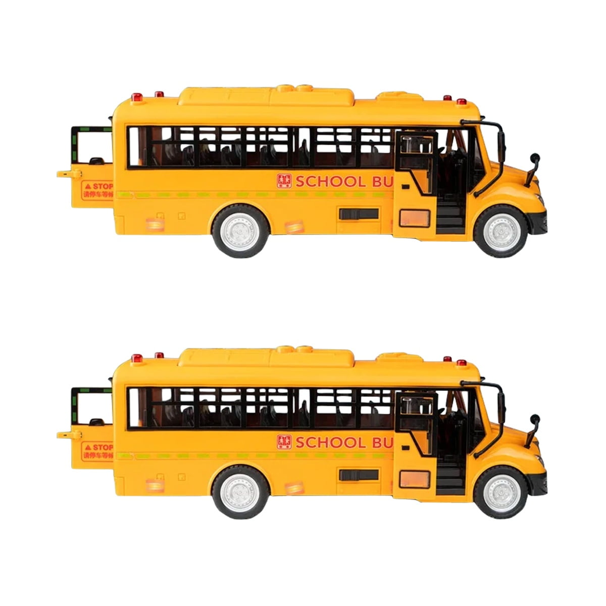 FRCOLOR 2pcs Pull-Back Bus Toy School Bus Model Musical Lighting Bus ...