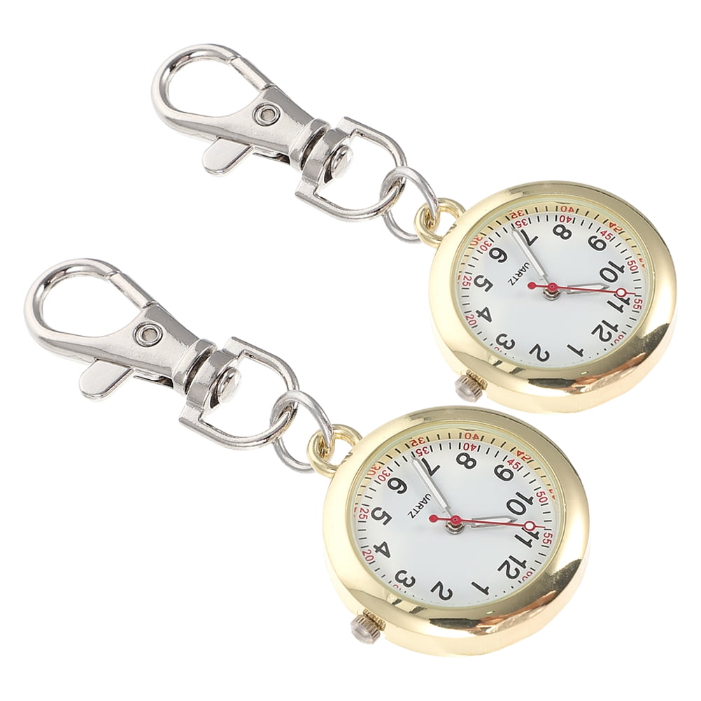 FRCOLOR 2pcs Quartz Pocket Watch With Key Buckle Round Pocket Watch ...