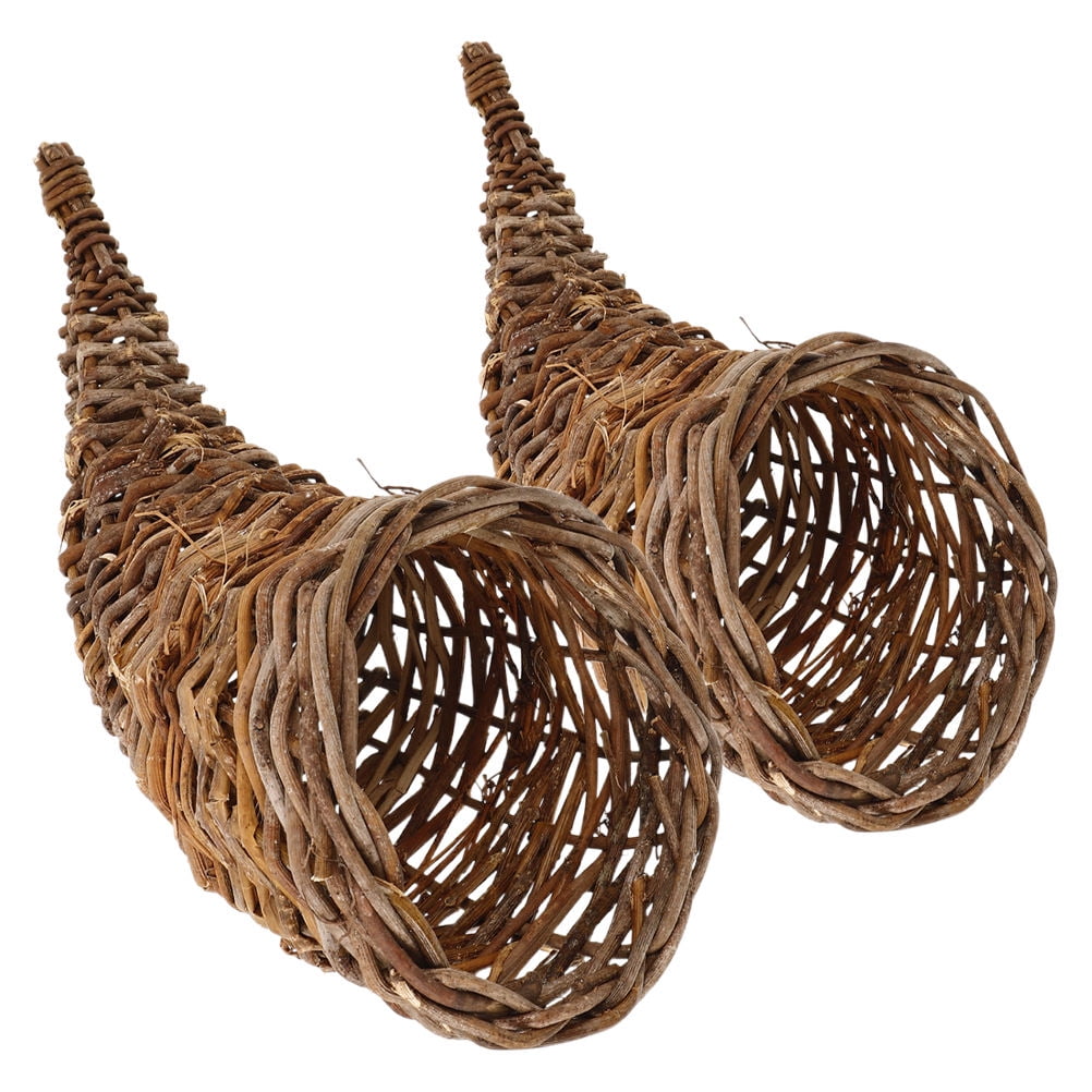 FRCOLOR 2pcs Rattan Horn Fall Basket Snack Basket Rattan Cornucopia ...