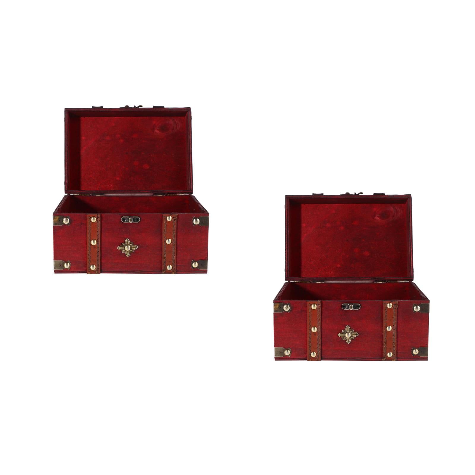 FRCOLOR 2pcs Retro Storage Chest Lockable Wood Keepsake Box Small ...