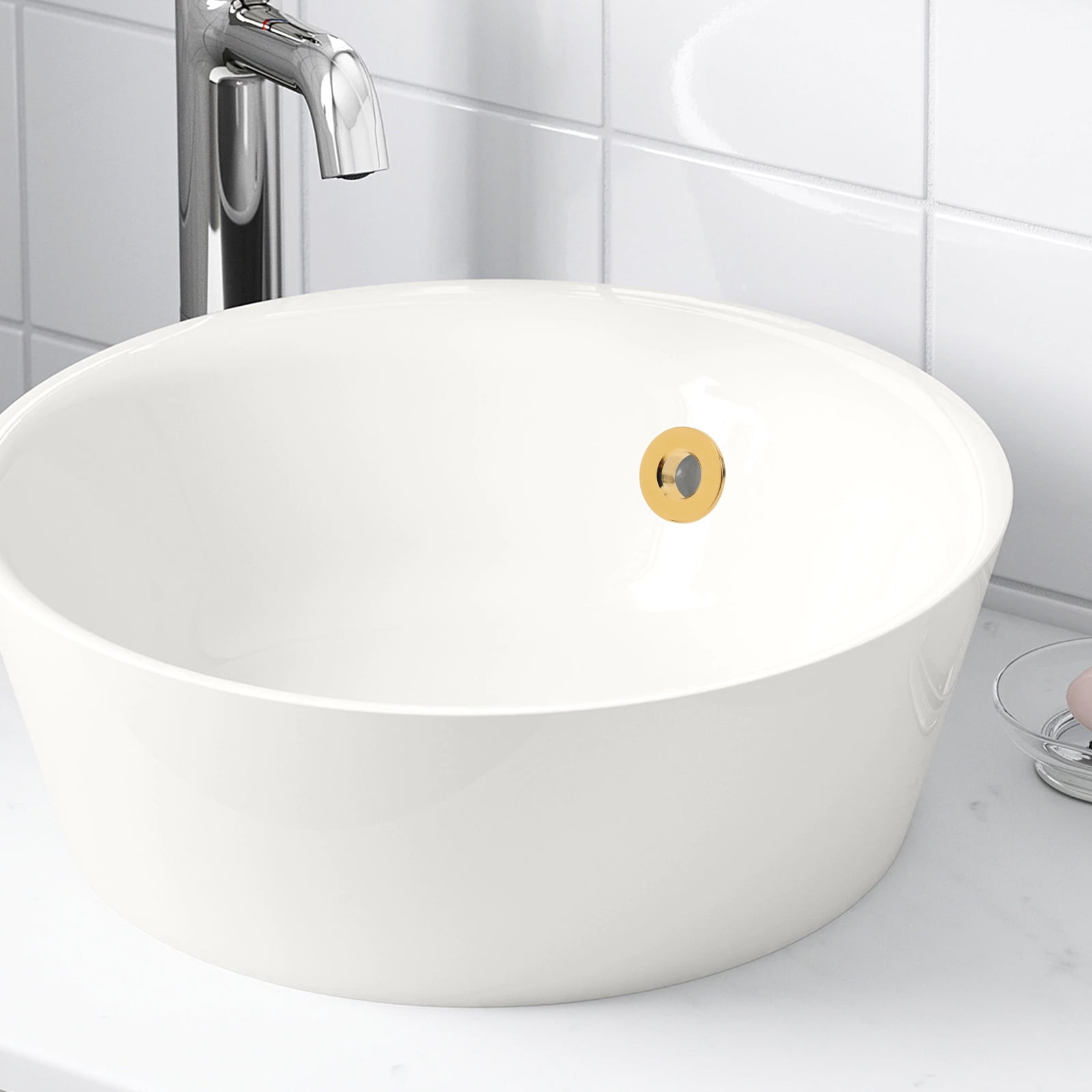 FRCOLOR 2pcs Round Basin Trim Drain Cap Cover Copper Sink Overflow Cap ...