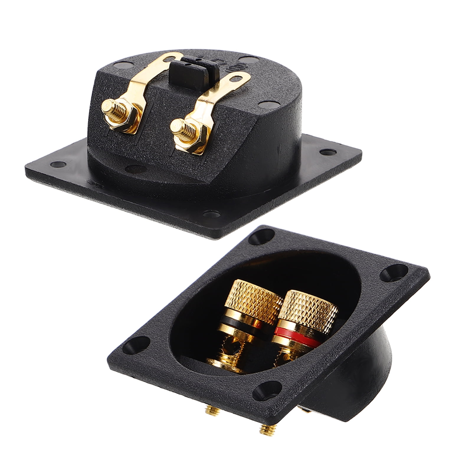 FRCOLOR 2pcs Square 2 Way Speaker Box Terminal Cup with Banana Plugs and Screw Type Binding Post ...