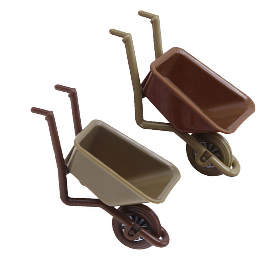 FRCOLOR 2pcs Tiny Cart Model Mini Garden Trolley Model Miniature Cart ...