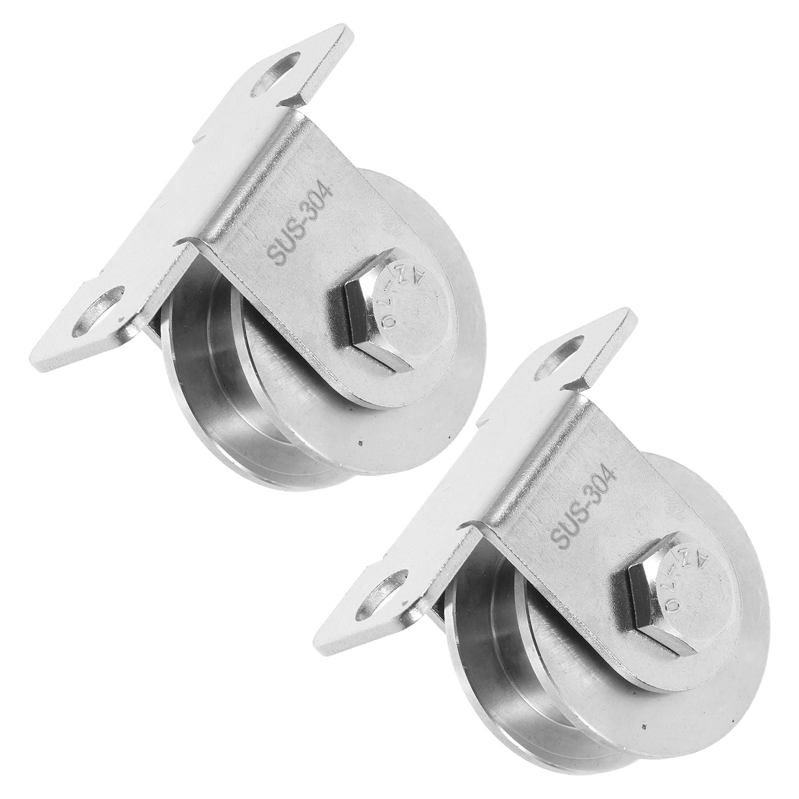 FRCOLOR 2pcs Wall Mounted Cable Pulley Wheel Bearings Inside Stainless ...