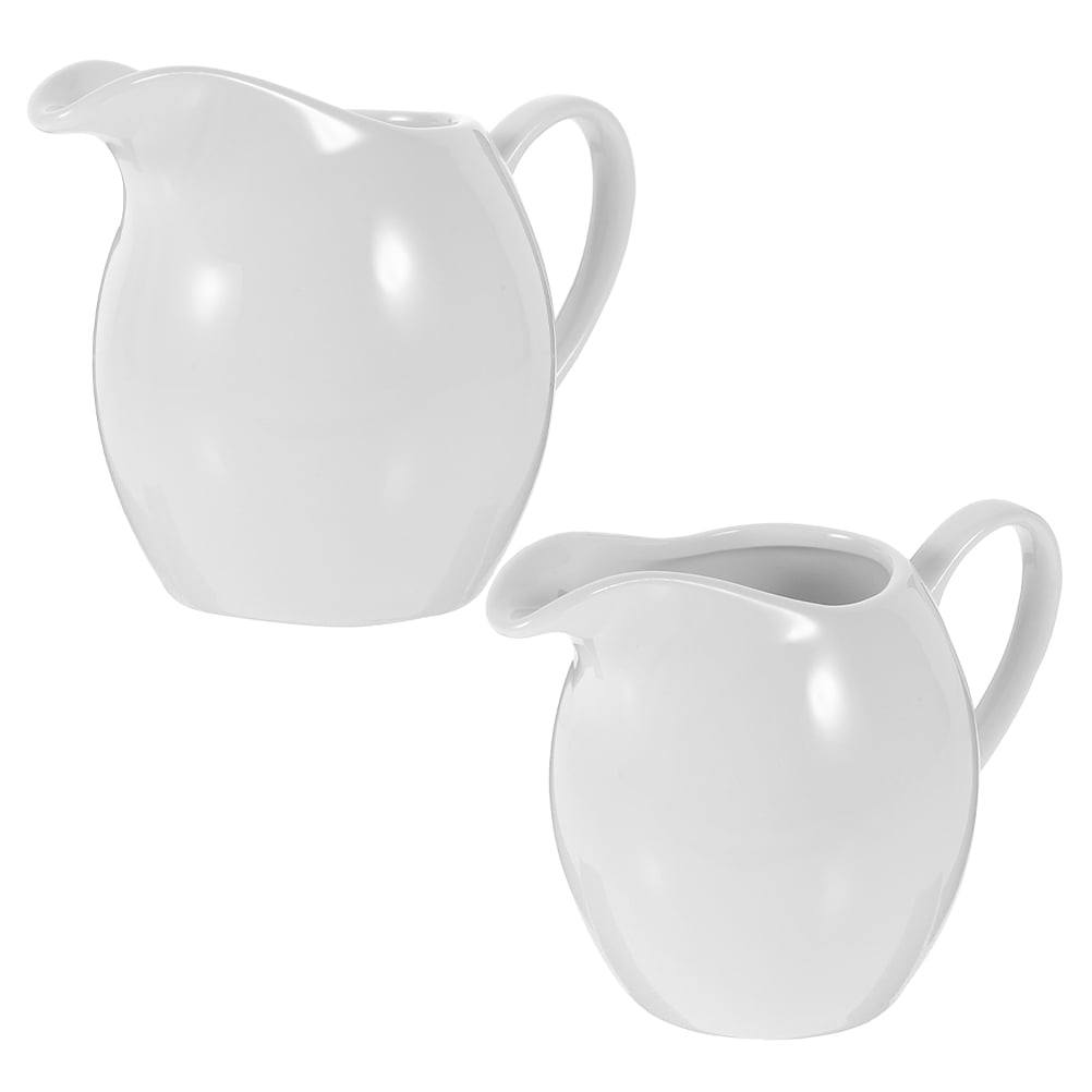FRCOLOR 2pcs White Porcelain Creamer Pitcher With Handle Ceramic Milk ...