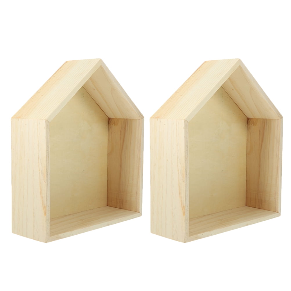 KAKOWELY Children Wall Shelf Wooden House Shape 2Set 10.81X9.43X3.14in ...