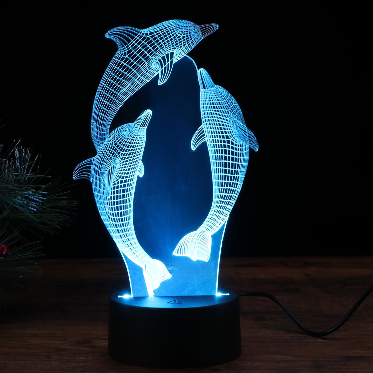 FRCOLOR 3 D Decoration Lamp Night Light Dolphin Bedside Lamps Black ...